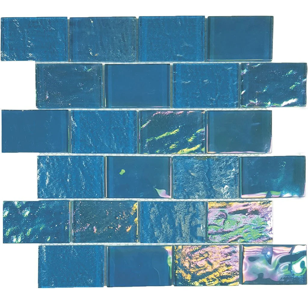 Aquatica Bimini Blue 2"x3" Glass Mosaic Tile 11.50"x11.75" - Nautical