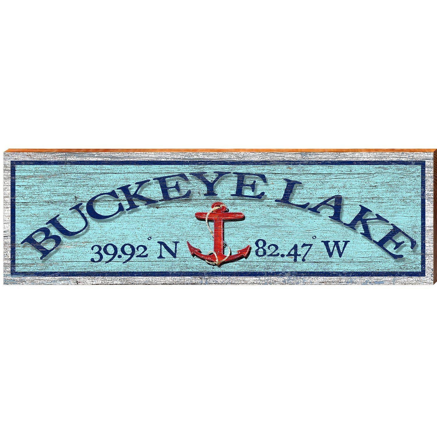 Buckeye Lake Anchor Blue Latitude Longitude | Wall Art Print on Real W