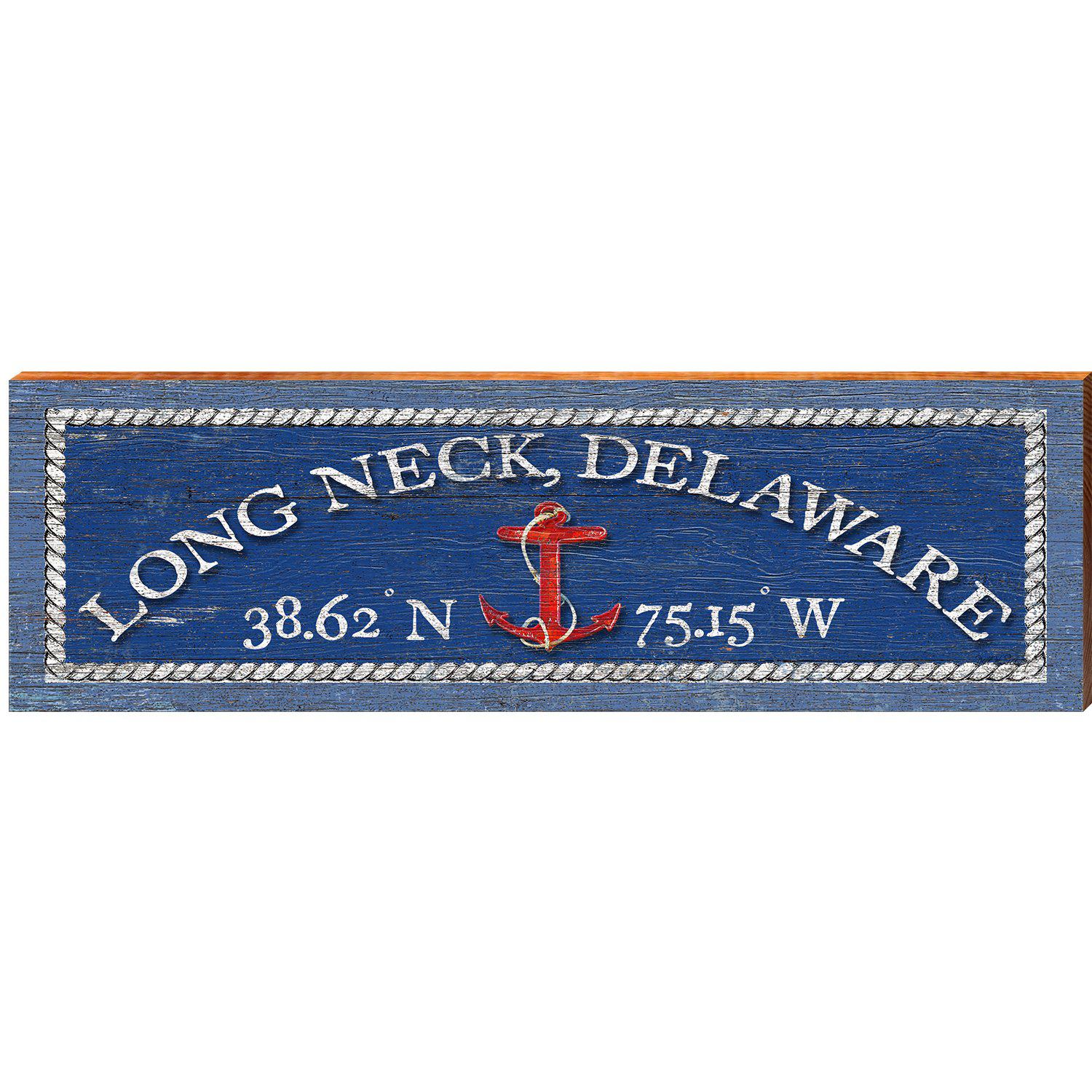 Long Neck, Delaware Anchor Navy Latitude Longitude | Wall Art Print on