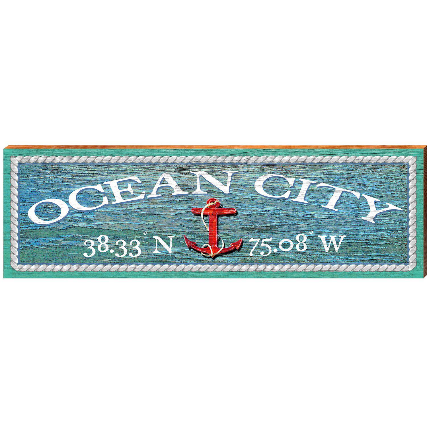 Ocean City Anchor Water Latitude Longitude | Wall Art Print on Real Wo