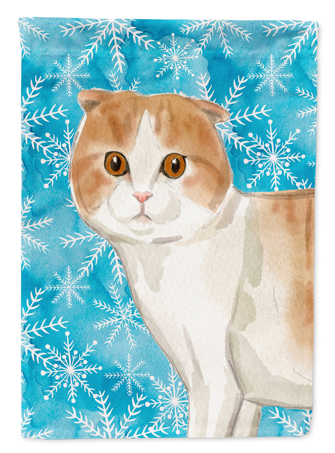 Scottish Fold Winter Snowflake Garden Flag - Outdoor Decorative Yard F