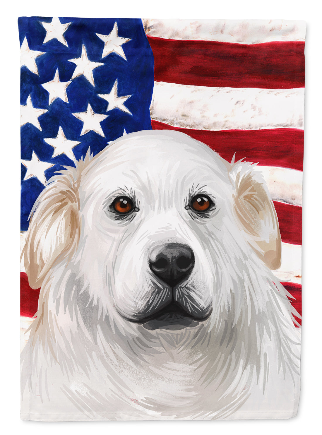 Kuvasz American Flag Garden Flag - Outdoor Decorative Yard Flag CK6599