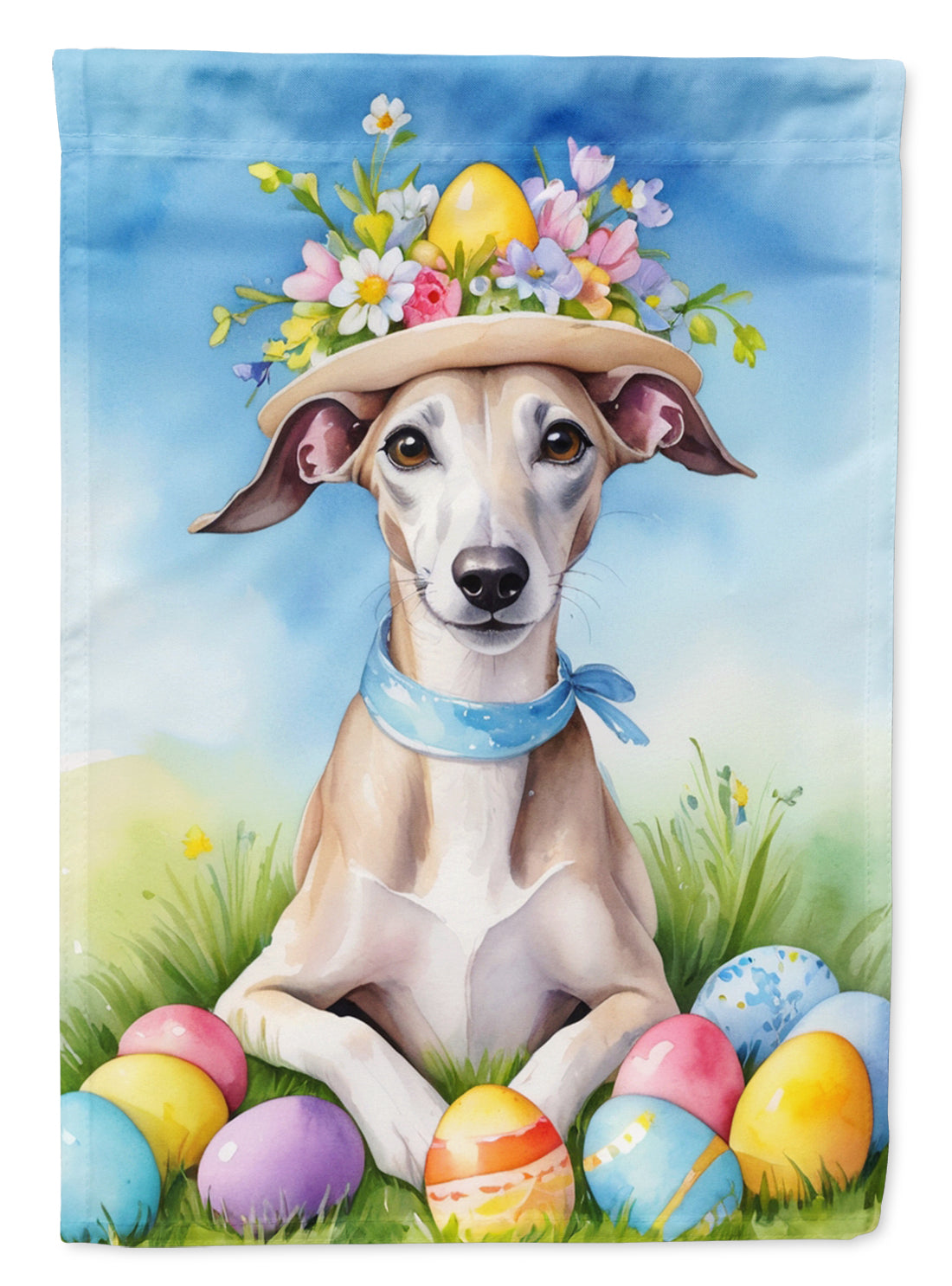Whippet Easter Garden Flag - Easter Egg Hunt - Dog-Themed Spring Yard