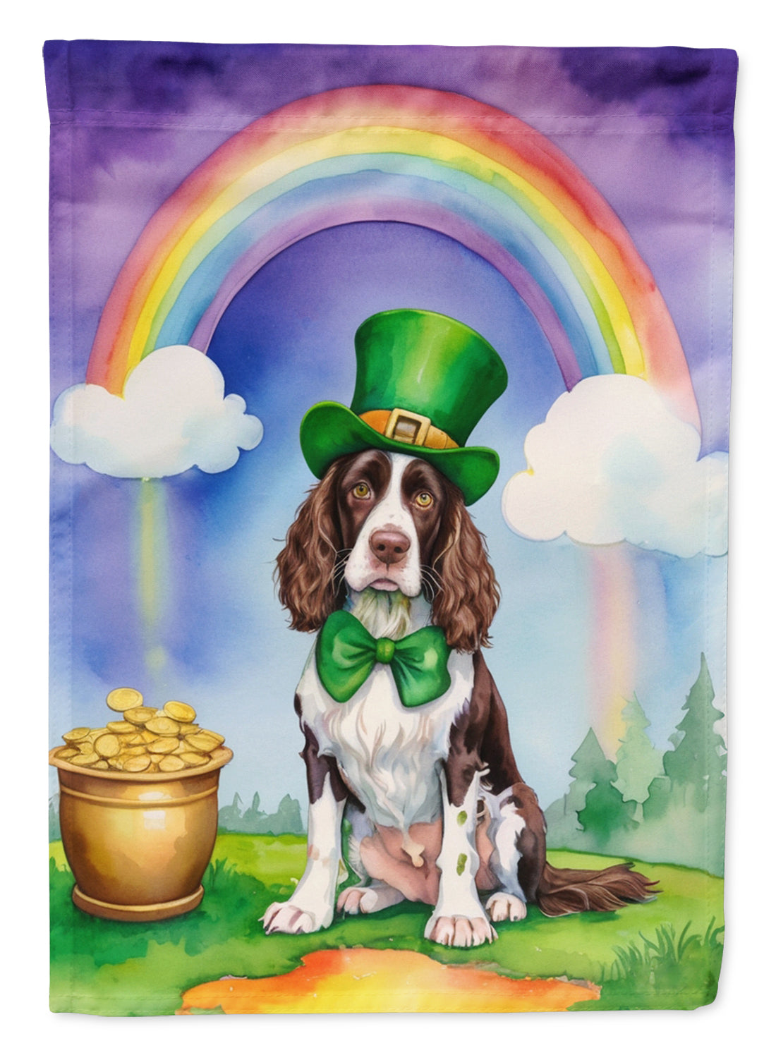 English Springer Spaniel St. Patrick’s Day Garden Flag – Dog with Pot