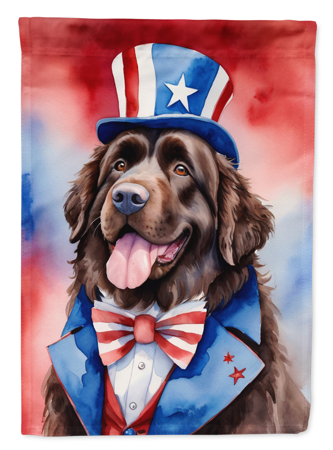 Newfoundland Patriotic American Garden Flag – Dog in Uncle Sam Hat | R