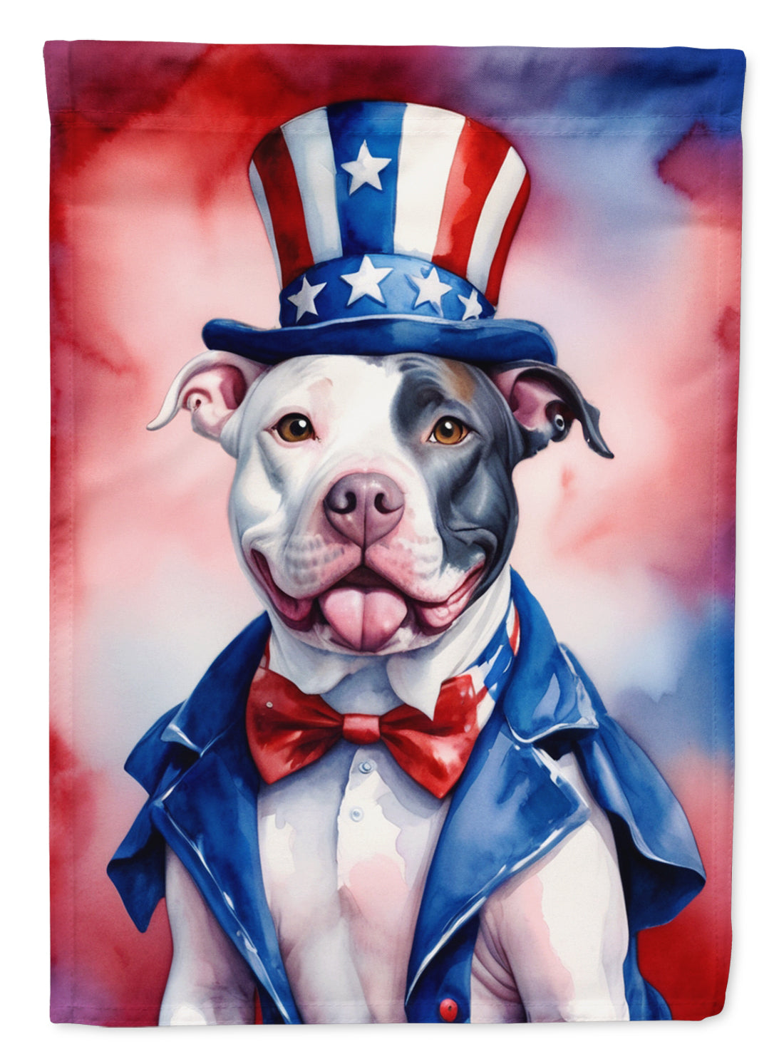 Pit Bull Terrier Patriotic American Garden Flag – Dog in Uncle Sam Hat