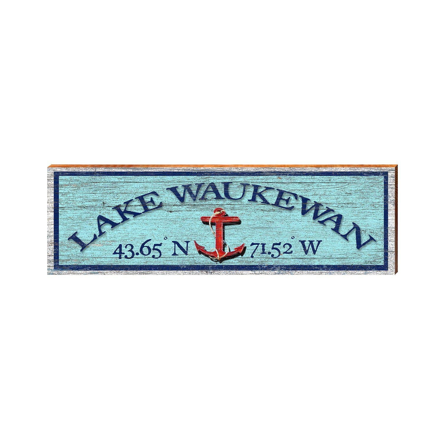 Lake Waukewan Anchor Blue Latitude Longitude | Wall Art Print on Real