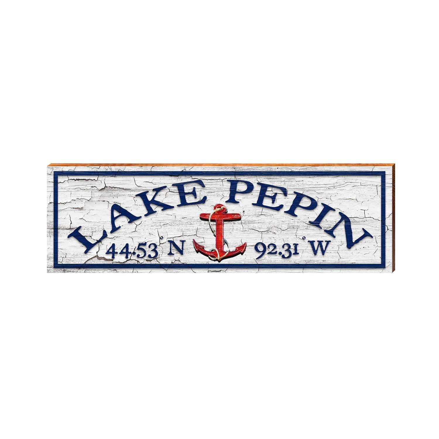 Lake Pepin Anchor White Latitude Longitude | Wall Art Print on Real Wo