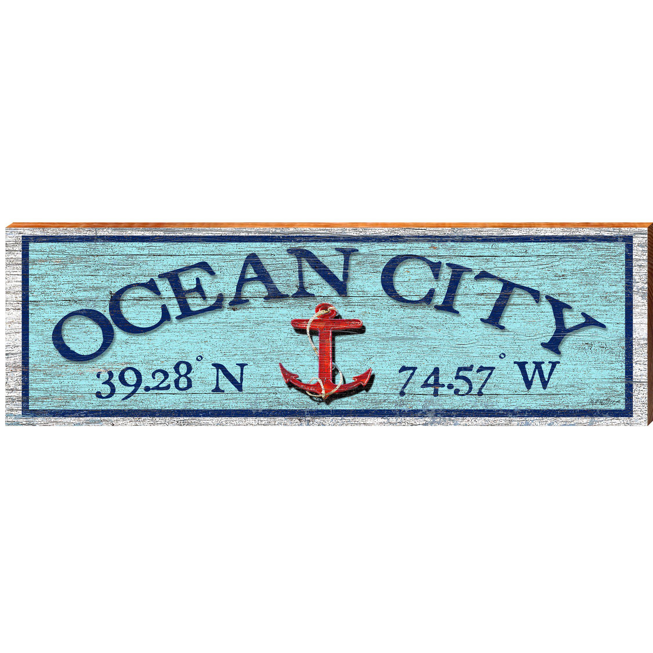 Ocean City Anchor Blue Latitude Longitude MAR15 | Wall Art Print on Re