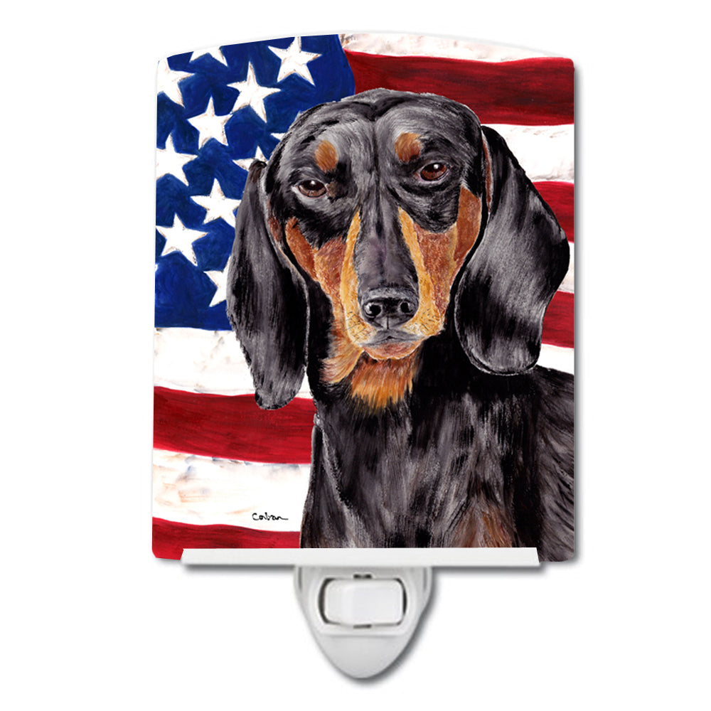 USA American Flag with Dachshund Ceramic Night Light SC9003CNL