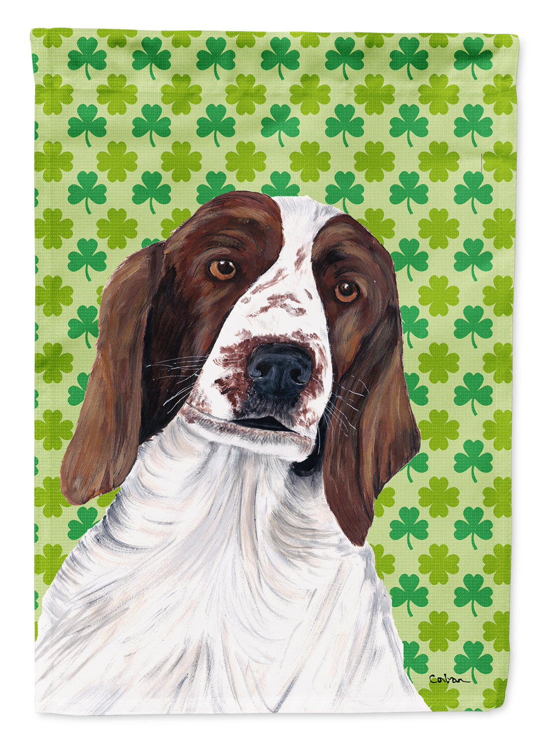 Welsh Springer Spaniel St. Patrick's Day Shamrock Flag Canvas House Si