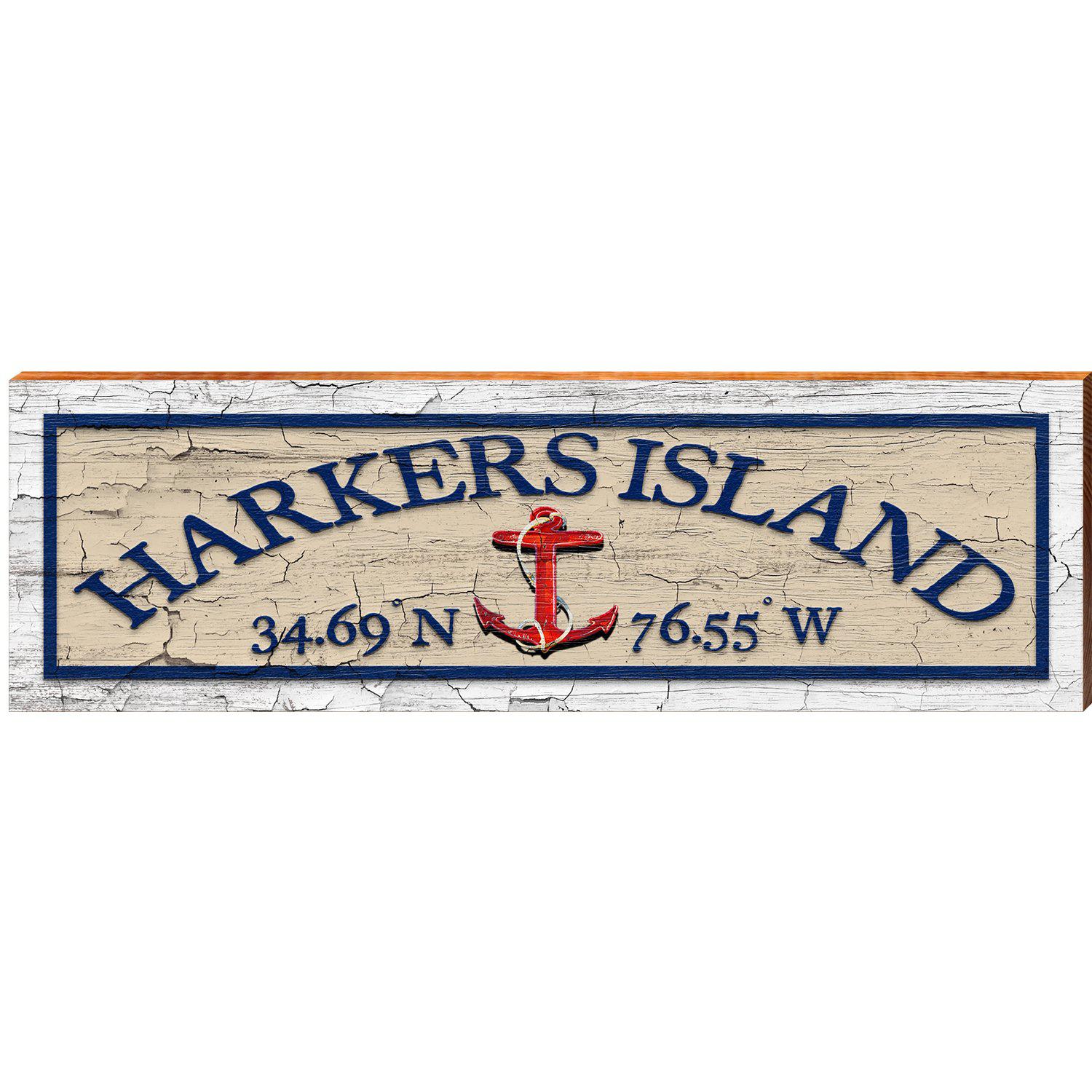 Harkers Island Anchor Tan Latitude Longitude | Wall Art Print on Real