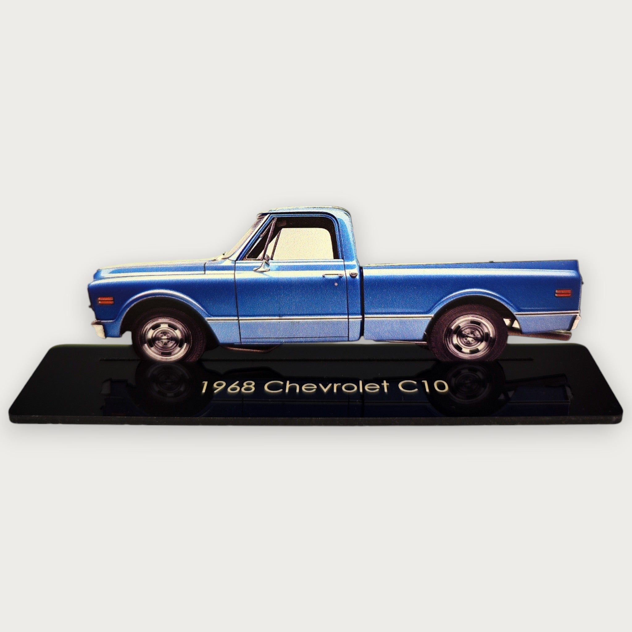 1968 Chevrolet C10 (1) Metal Car Wall Art, Color 2D Diecast Car Decor,