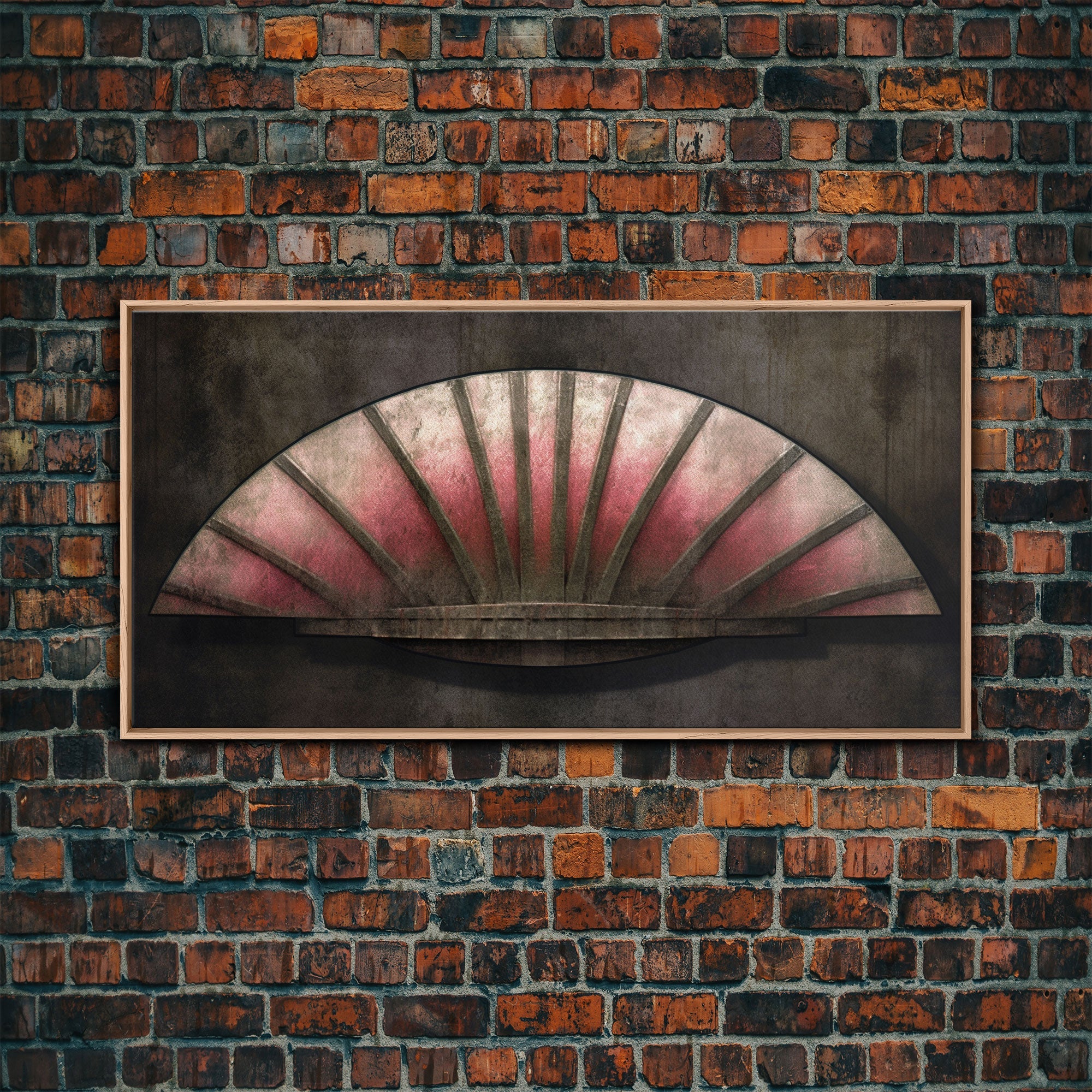 Pink Folding Fan Wall Decor, Asian Wall Art, Ornate Wall Décor, Panora