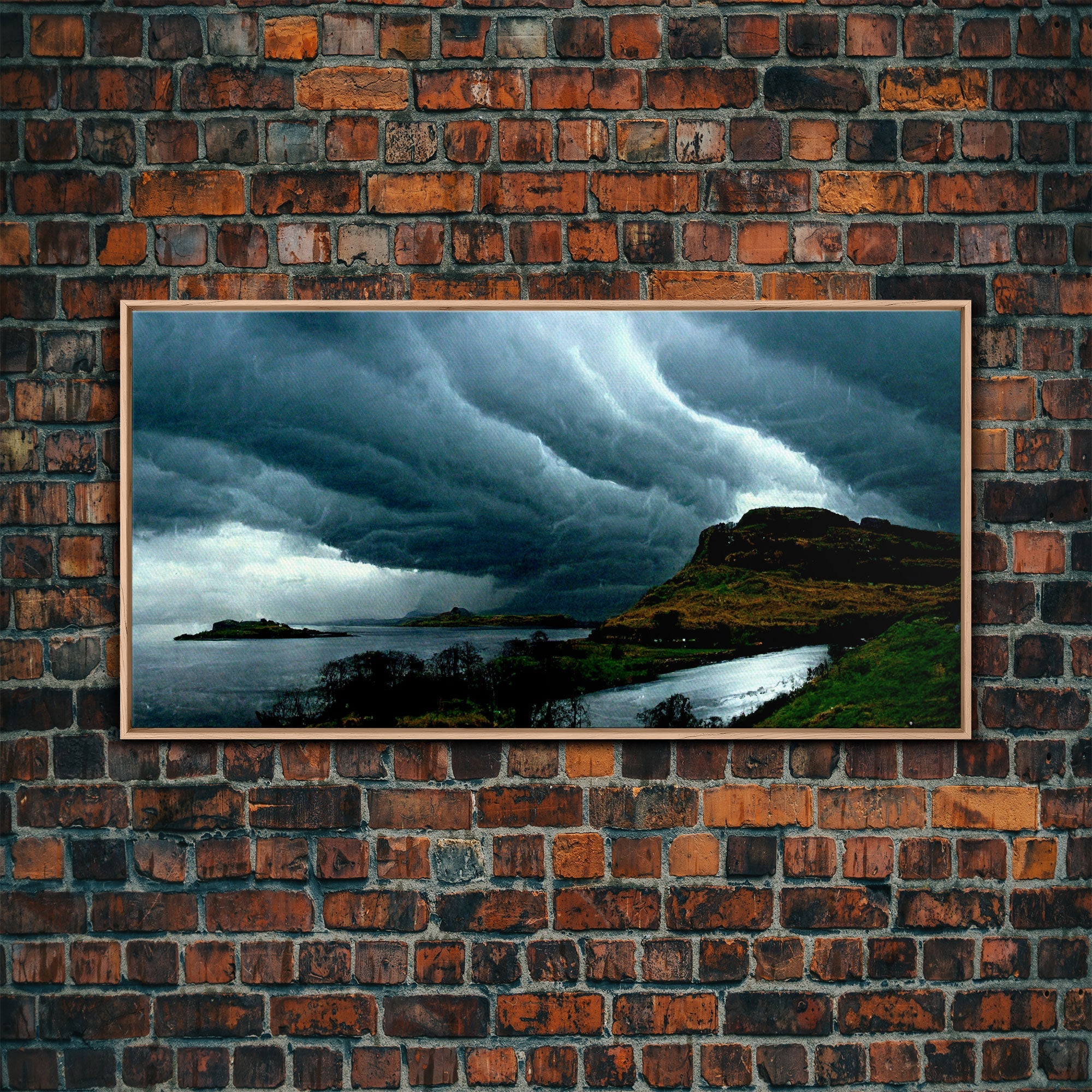 Foggy night rainstorm over the lake canvas print, nature and landscape
