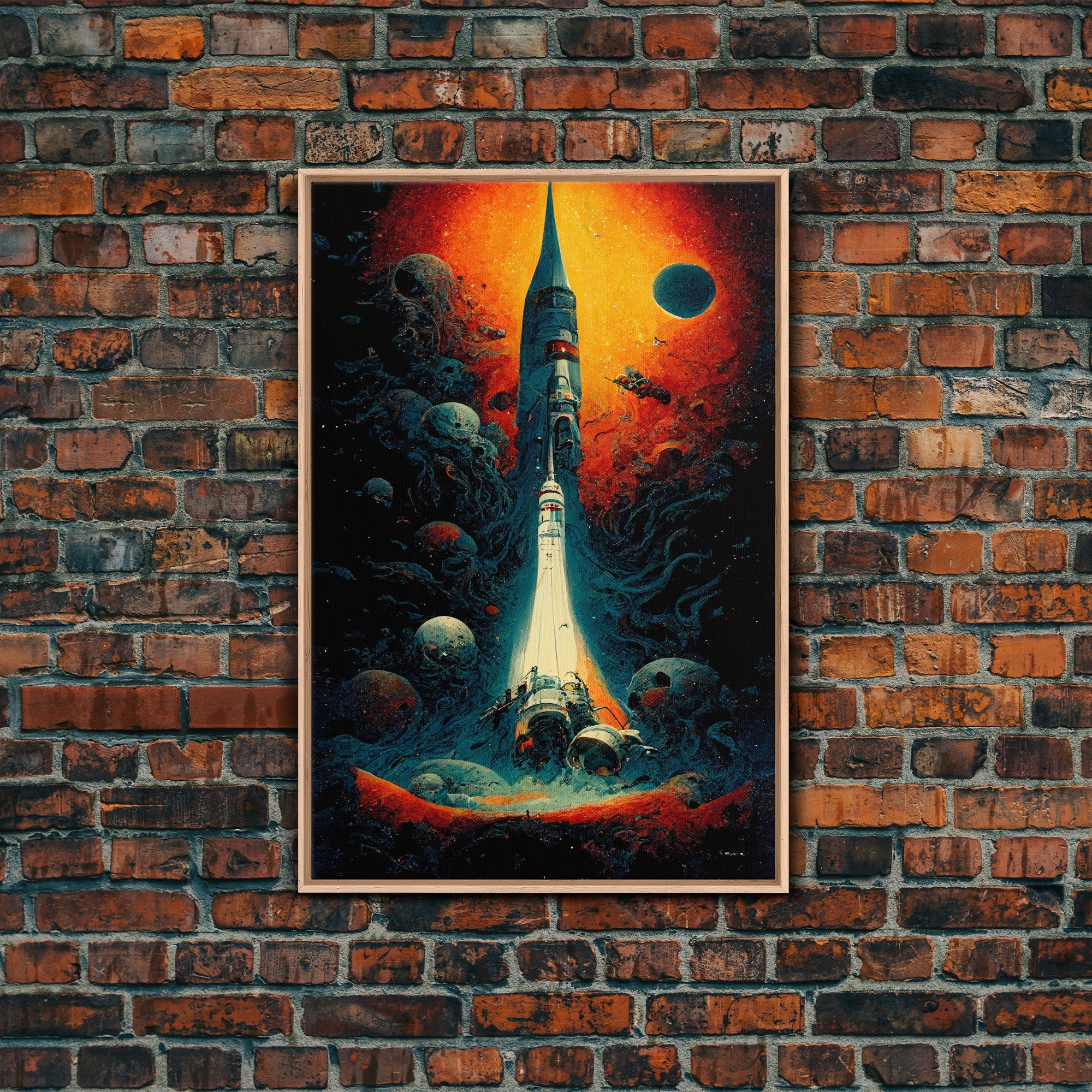 Cosmic Horror Space Exploration Poster Canvas Print, Scifi Wall Art, r