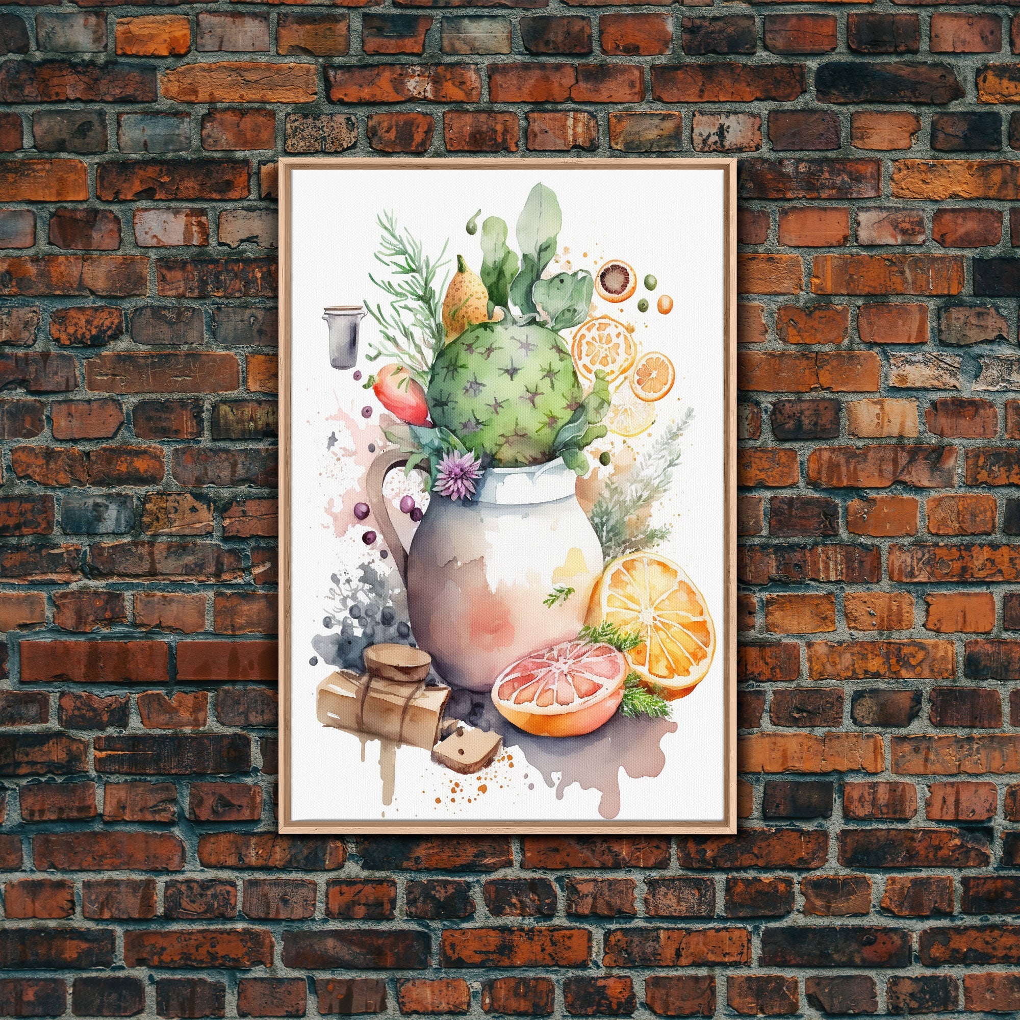 Wall Art | Framed Canvas Print Still Life | Neutral Still Life Cactus