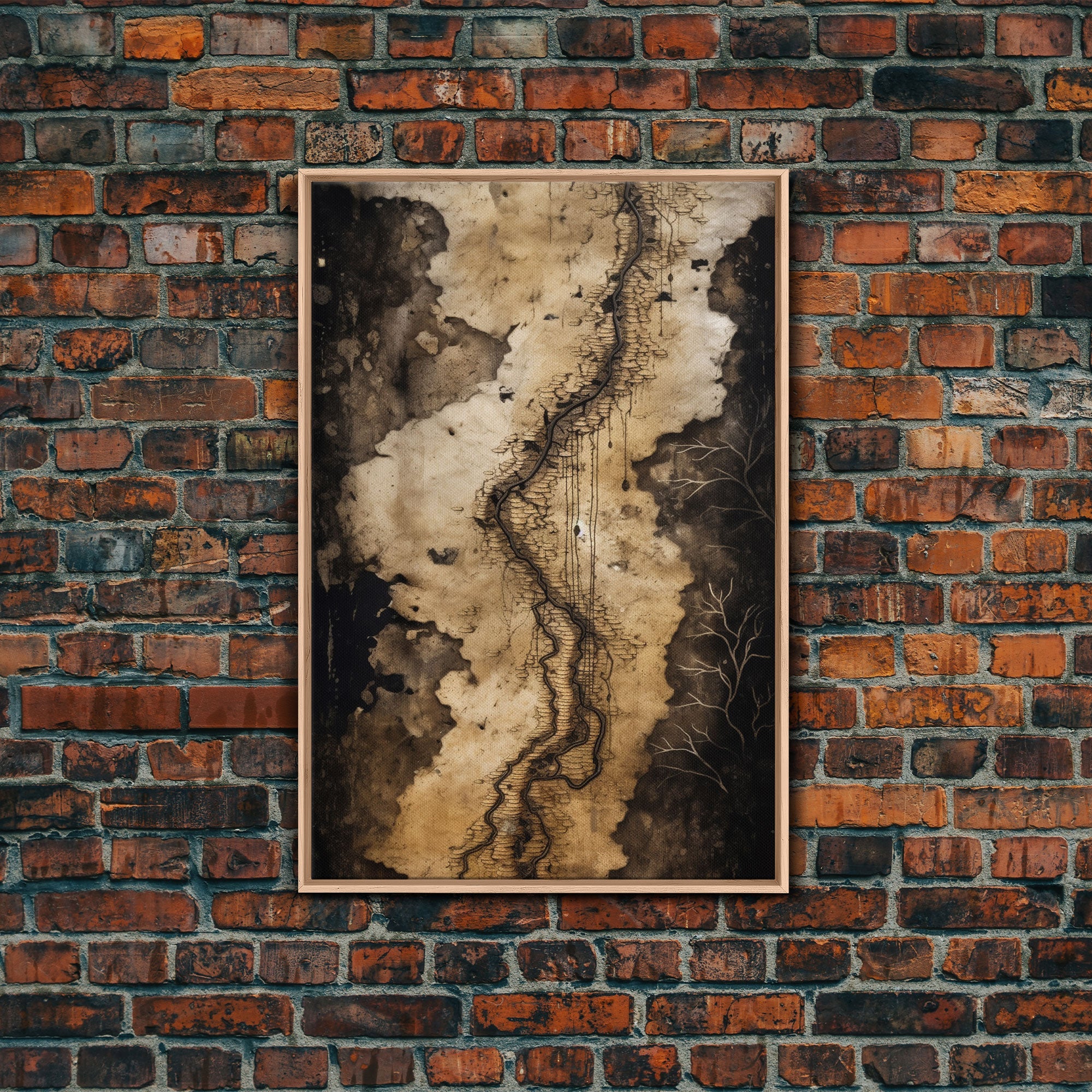 Map Wall Art, Abstract Wall Decor, Brown Abstract Art, Geography Wall