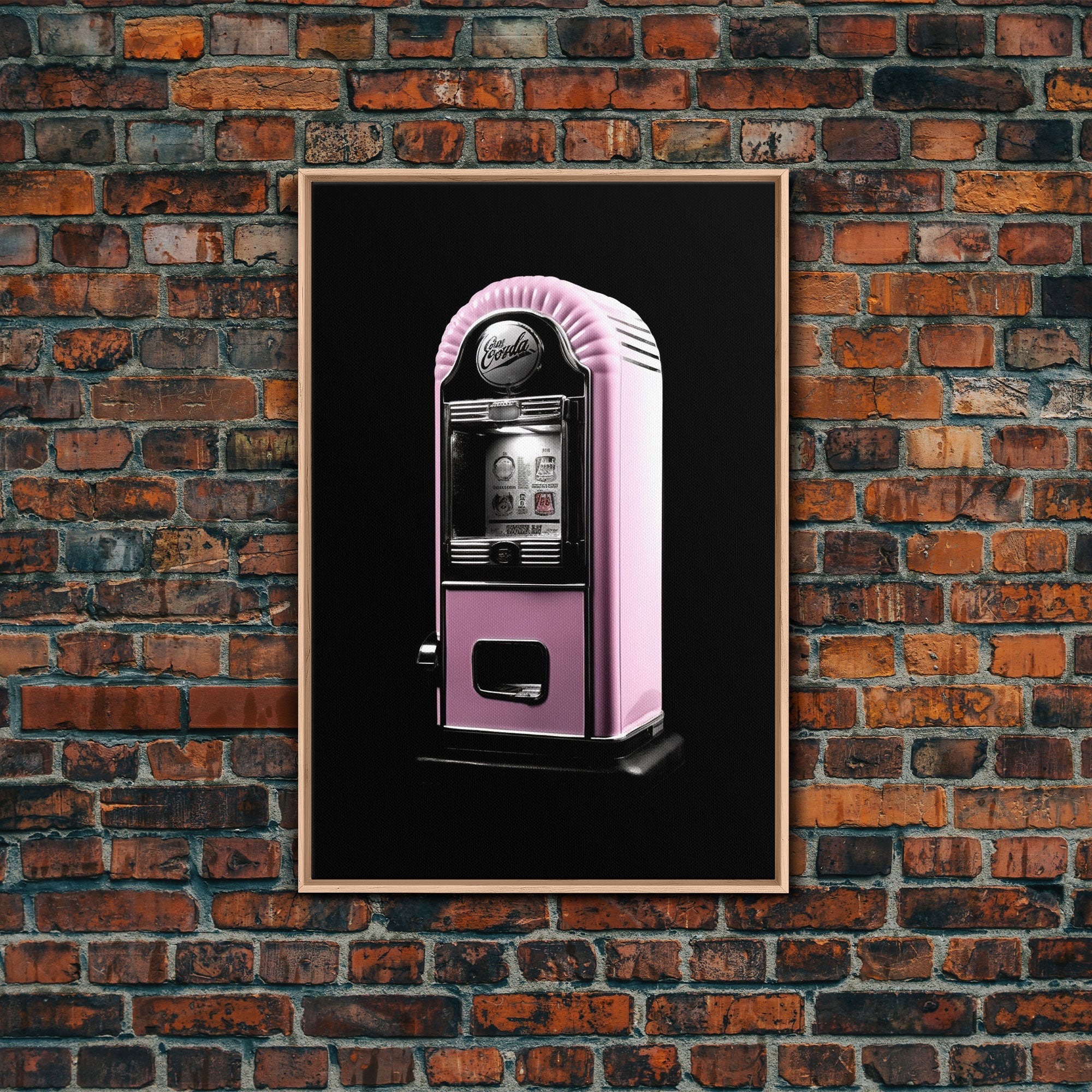 Pink Jukebox Wall Art, Vintage Art, Music Room Wall Decor, Minimalist