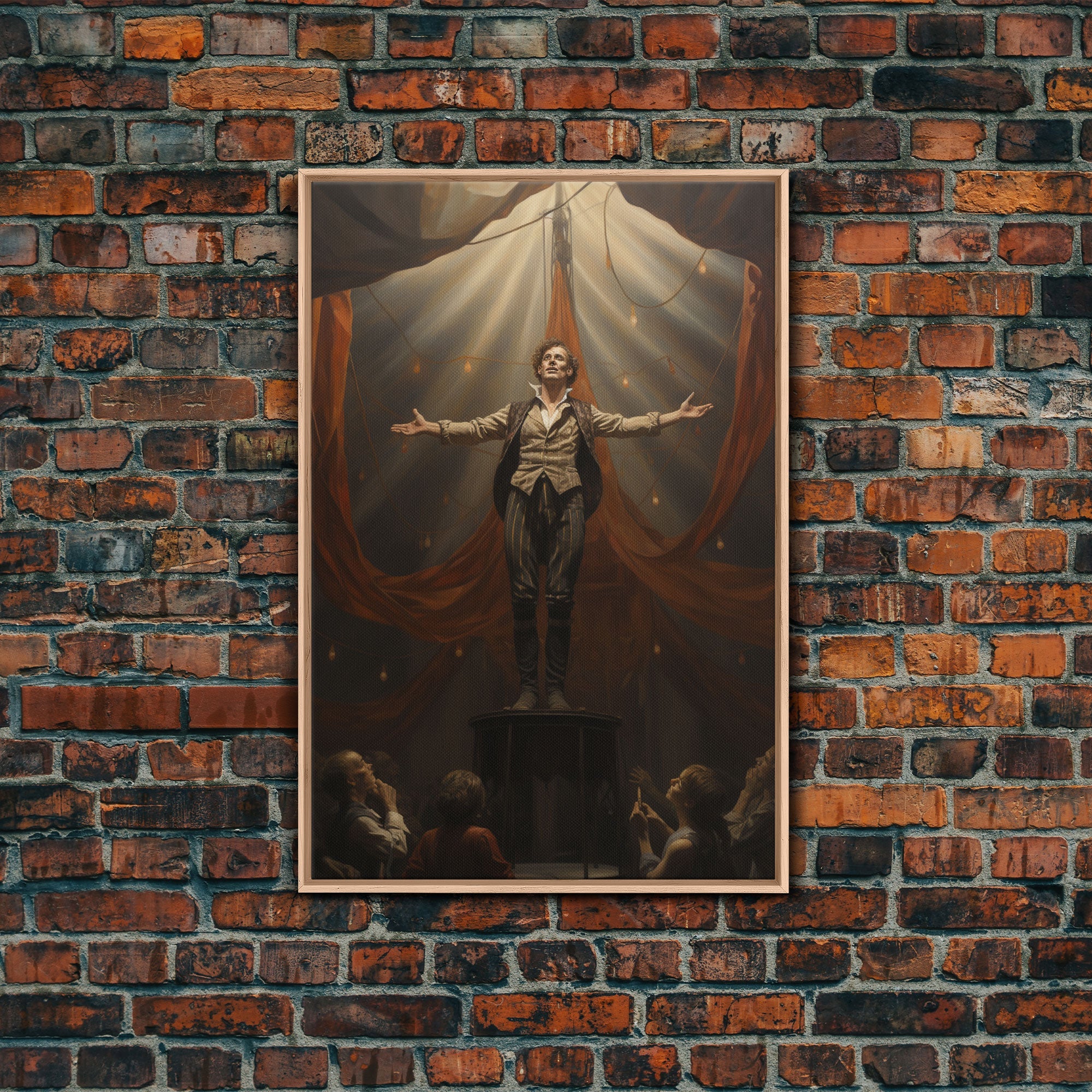 The Macabre Circus, Spooky Cursed Circus Act, Framed Canvas Print, Hal