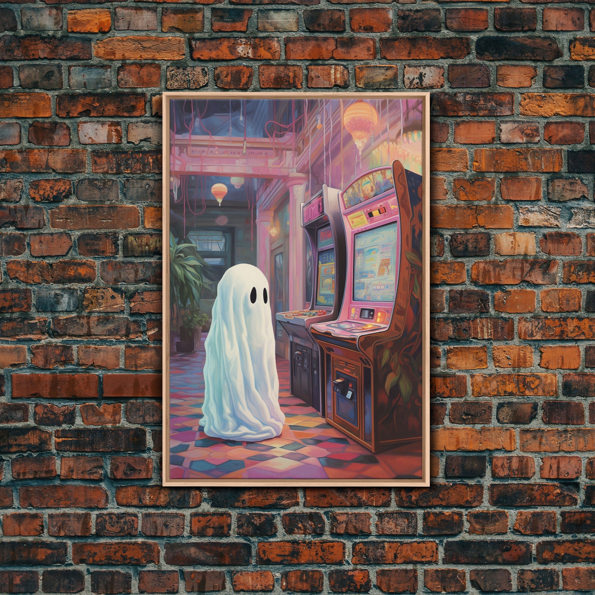 Cute Little Boo, The Phantom Of The Arcade, Vaporwave Style Halloween