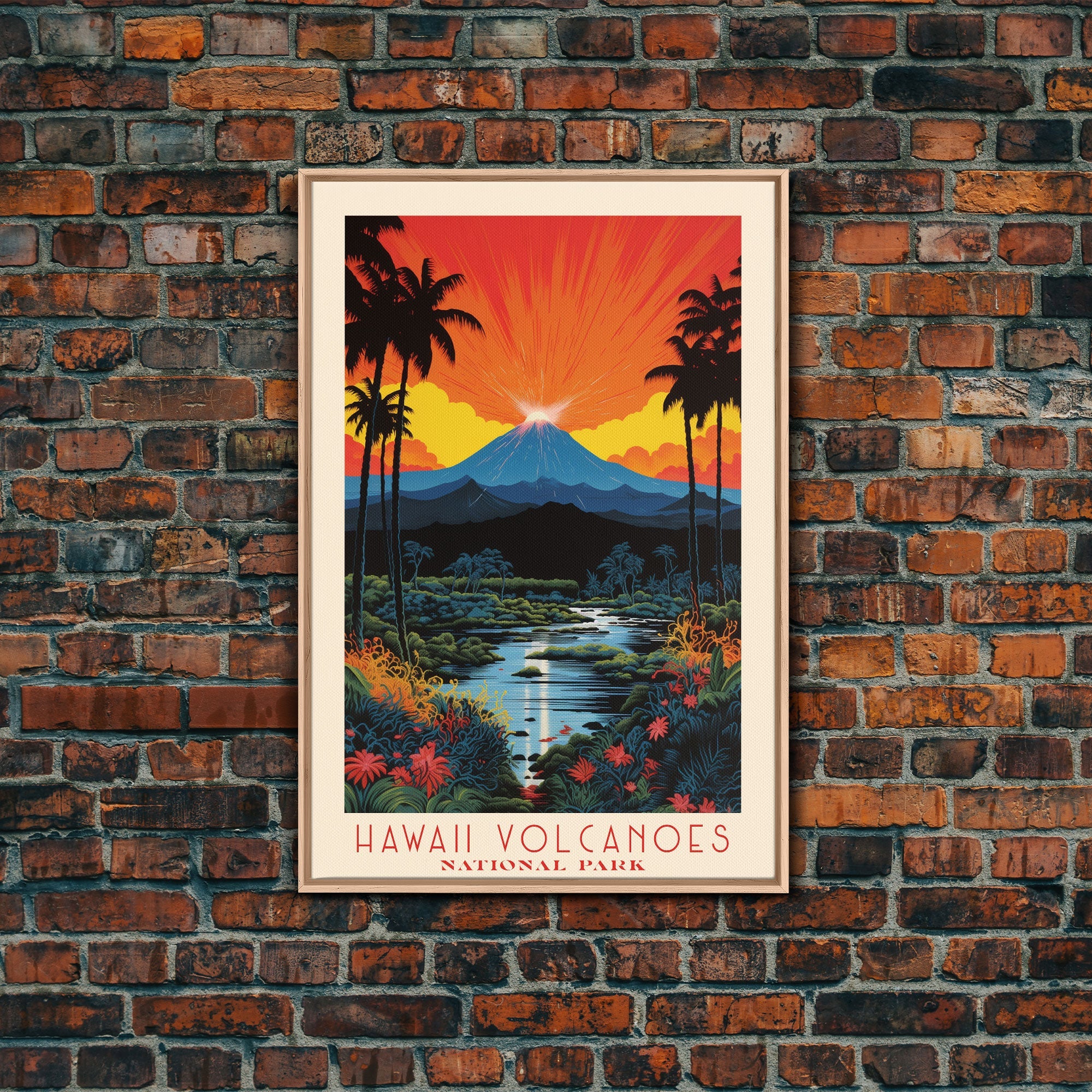 Hawaii Volcanoes National Park Travel Poster Art, Canvas Print Wall Ar