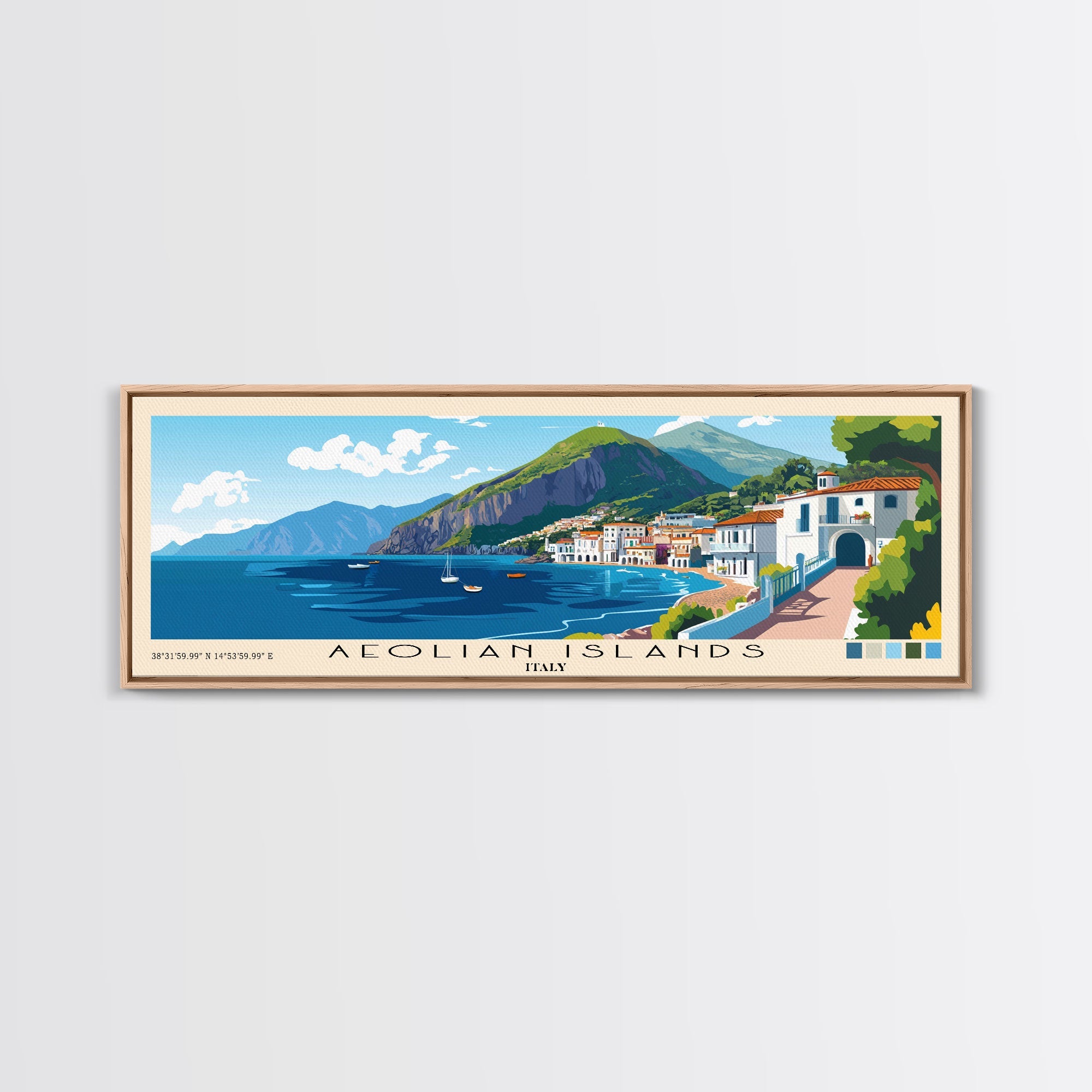 Aeolian Islands, Italy Panoramic Print, Vacation Gift, Italy Wall Art,