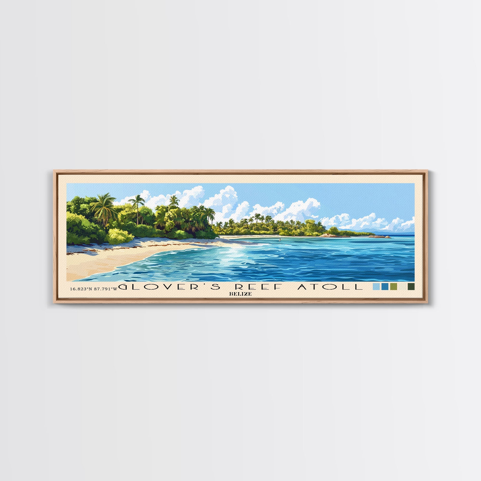 Glover’s Reef Atoll, Belize Panoramic Print, Vacation Gift, Belize Wal
