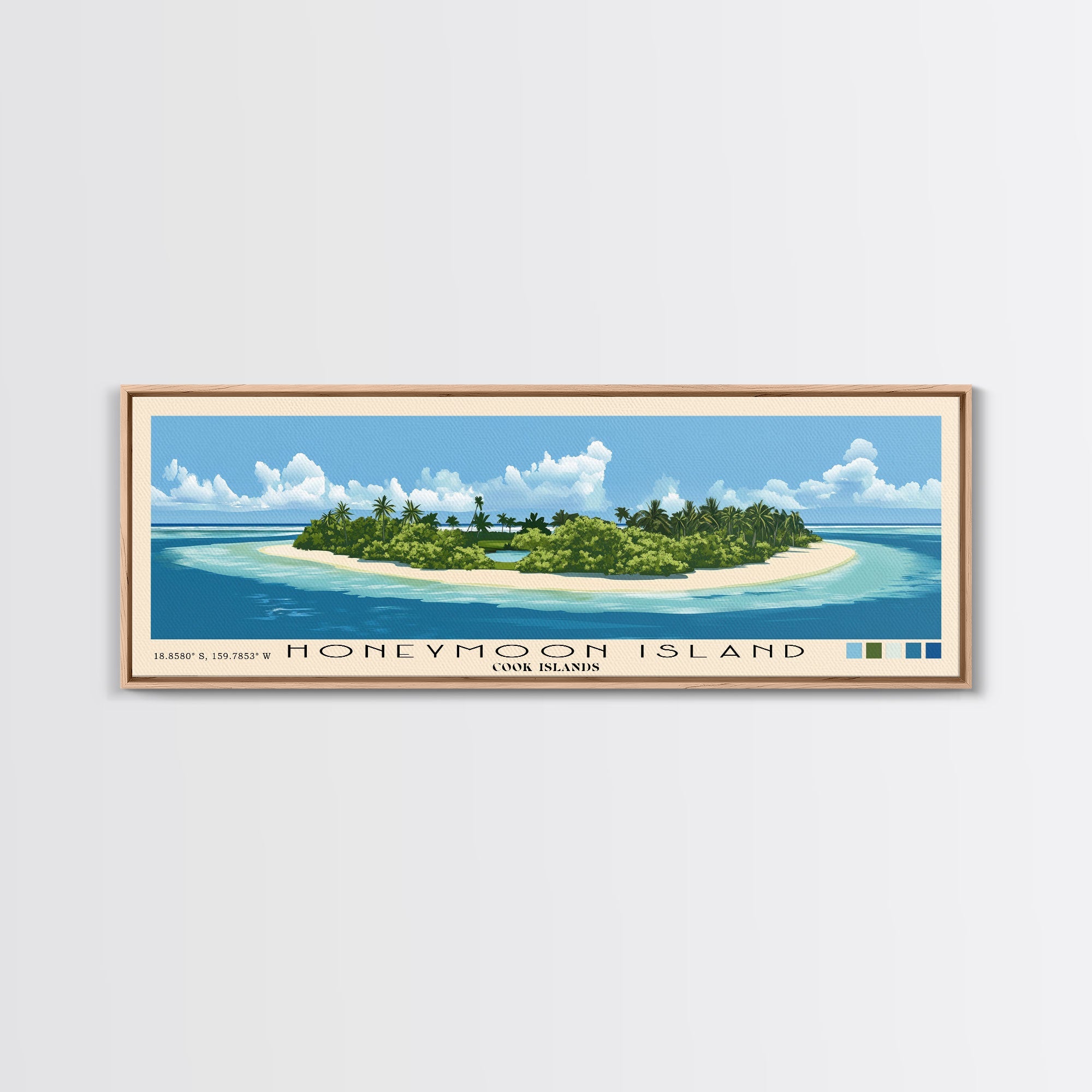 Honeymoon Island, Cook Islands Panoramic Print, Vacation Gift, Cook Is