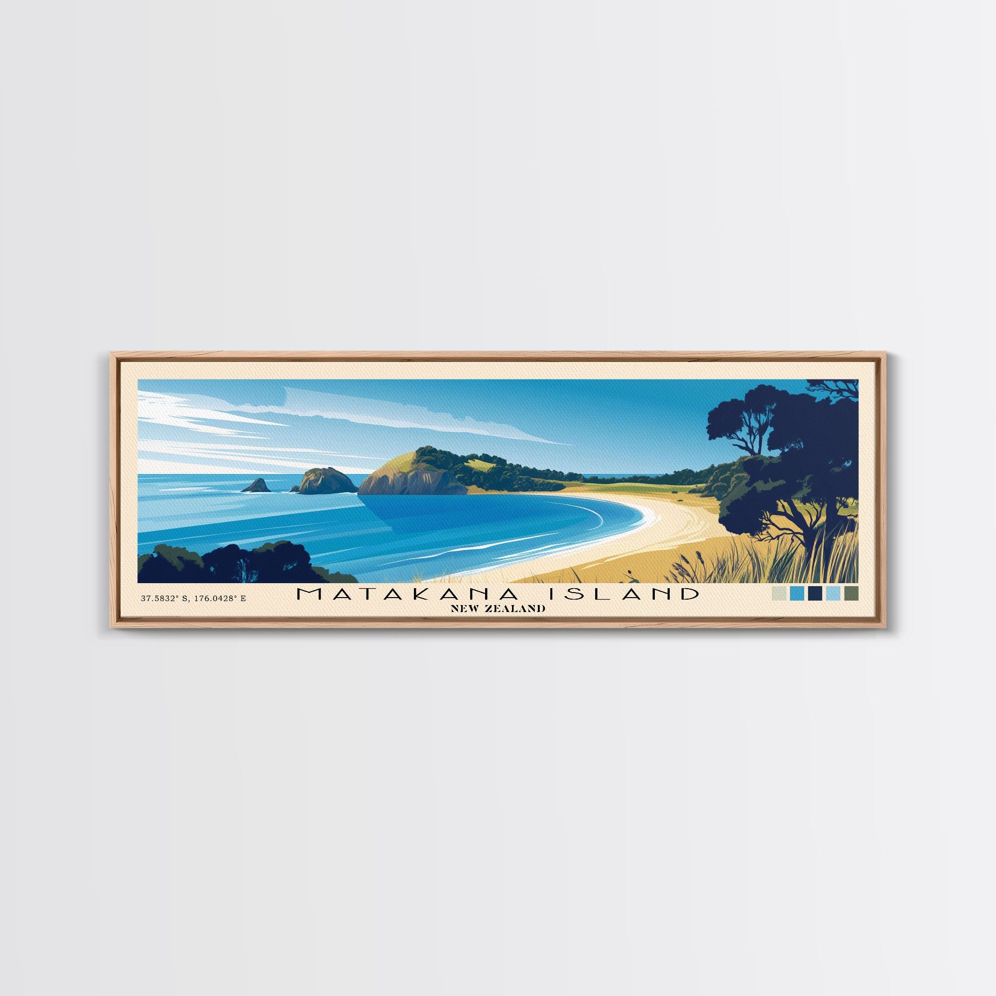 Matakana Island, New Zealand Panoramic Beach Print, Vacation Gift, New