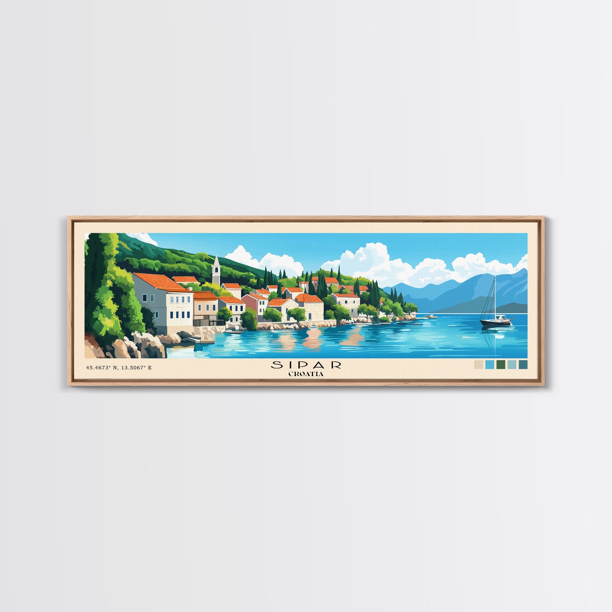 Sipar, Croatia Panoramic Beach Print, Vacation Gift, Croatia Wall Art,