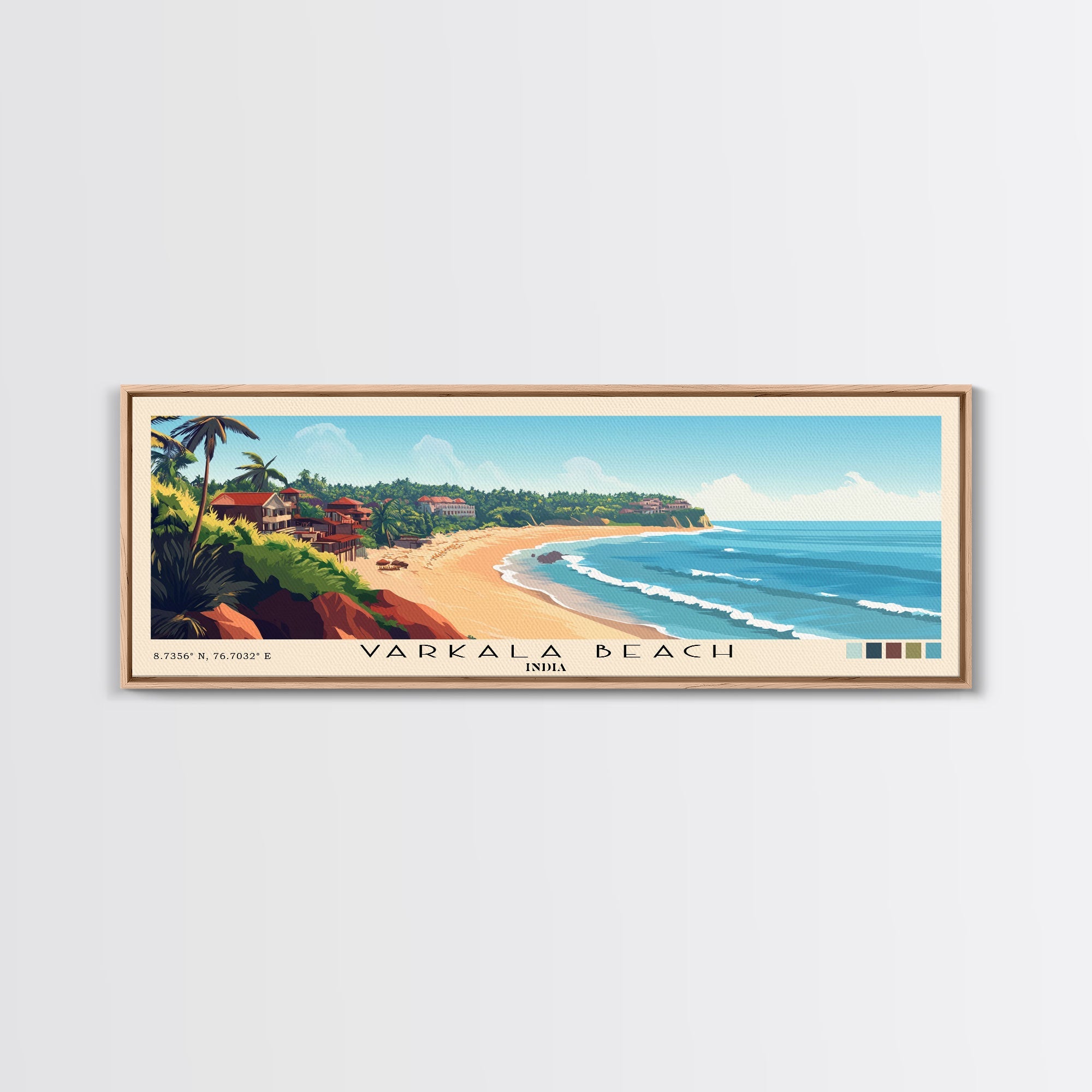 Varkala Beach, India Panoramic Print, Vacation Gift, India Wall Art, V