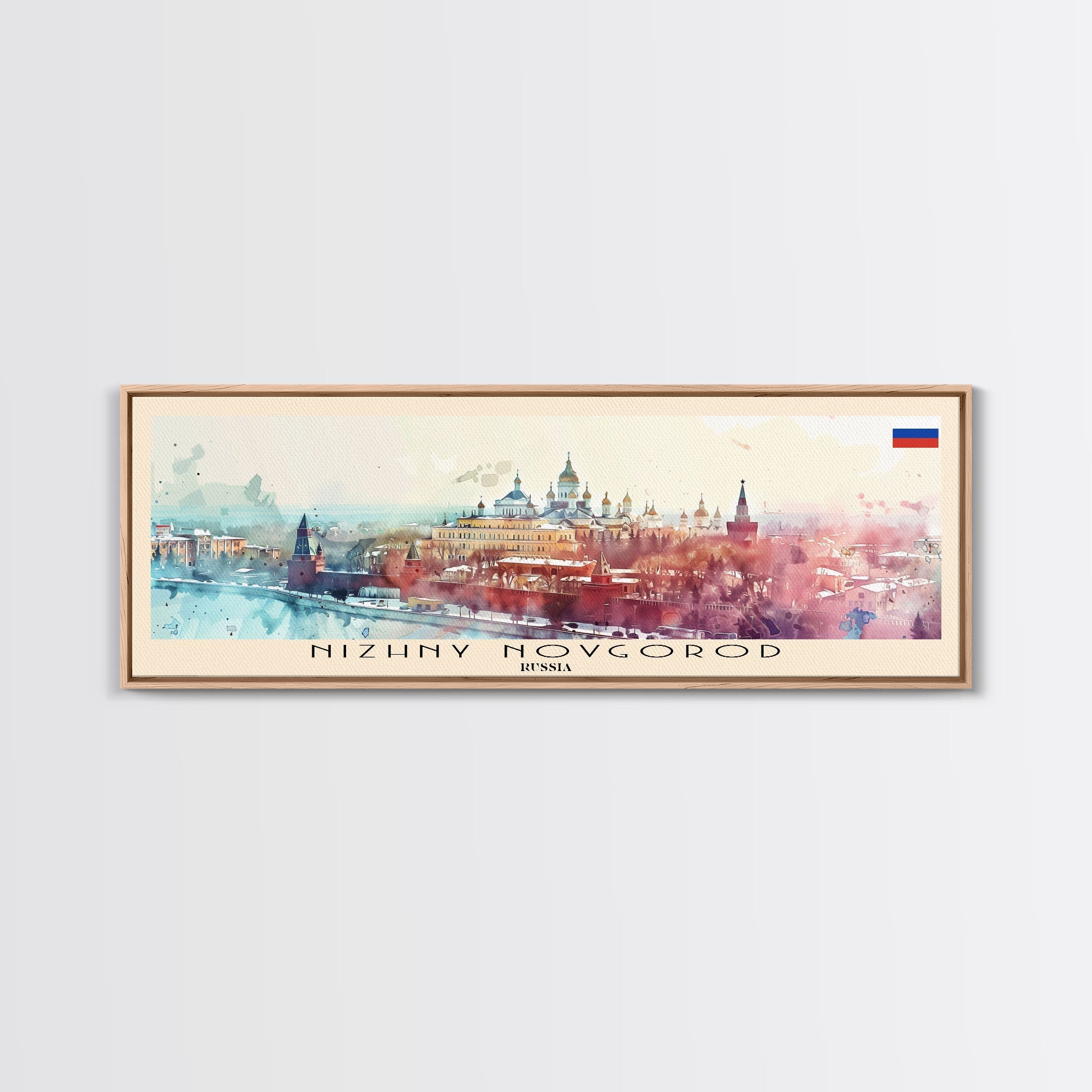 Nizhny Novgorod Russia Panoramic Travel Poster, Framed Canvas Print or