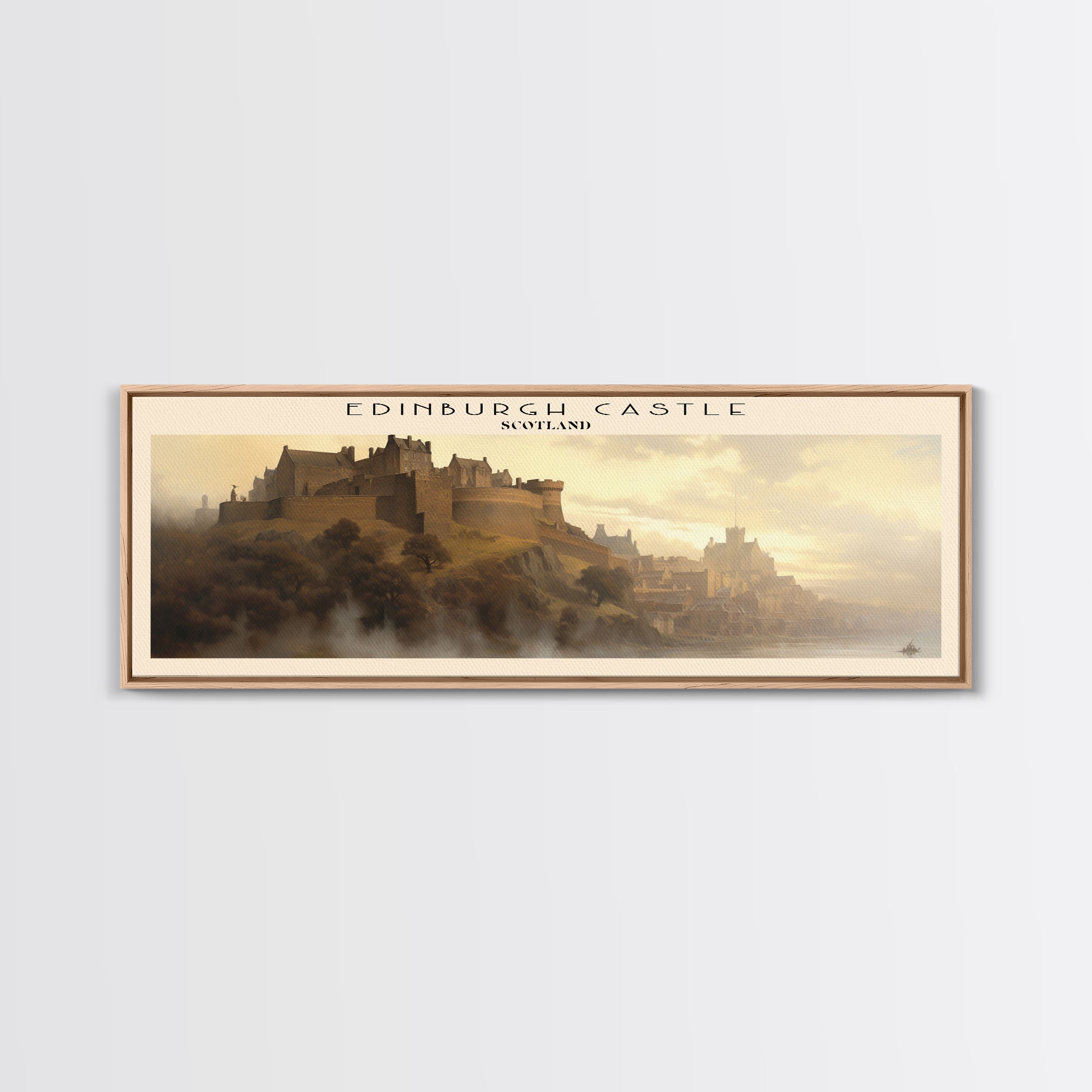 Edinburgh Castle Travel Art Framed Canvas Print, COUNTRY Wall Decor, H