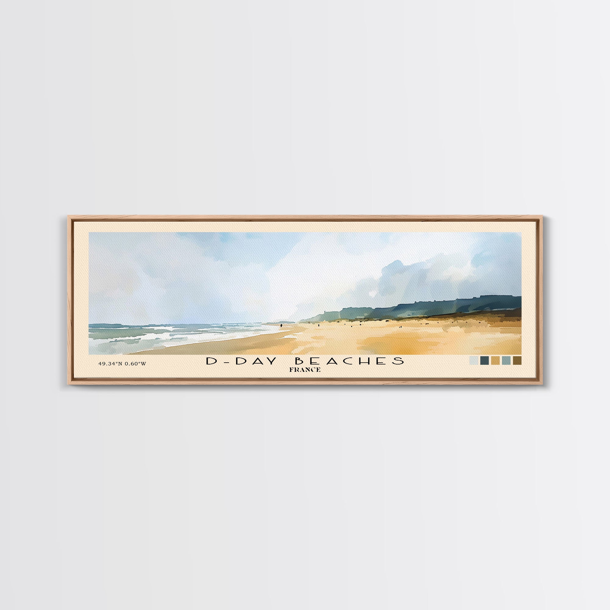 D-Day beaches, France Watercolor Print, Vacation Gift, France Wall Art
