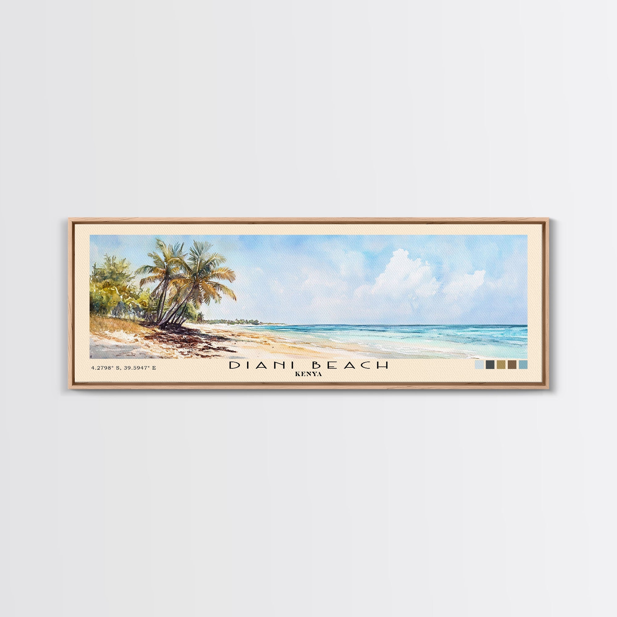 Diani Beach, Kenya Watercolor Print, Vacation Gift, Kenya Wall Art, Va