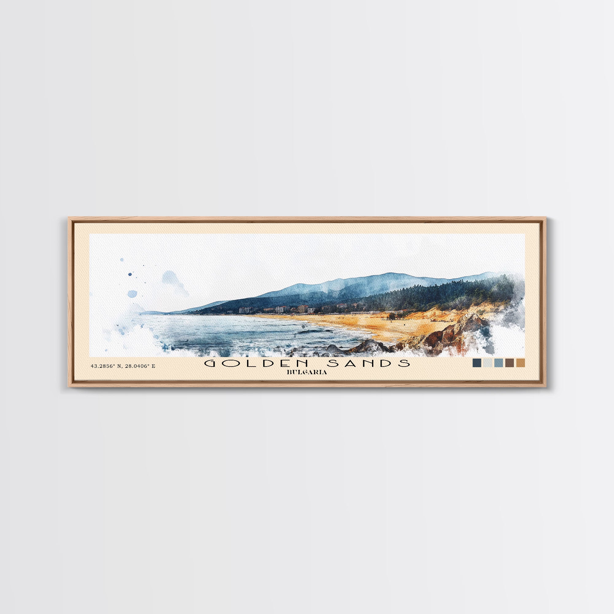 Golden Sands, Bulgaria Watercolor Beach Print, Vacation Gift, Bulgaria