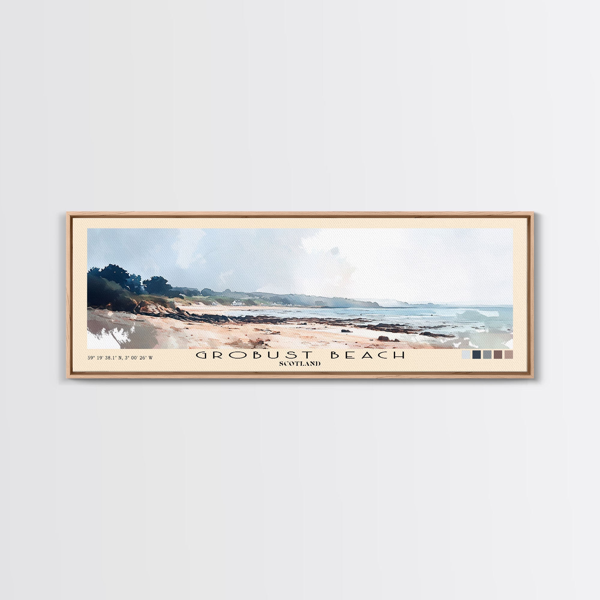 Grobust beach, Scotland Watercolor Print, Vacation Gift, Scotland Wall
