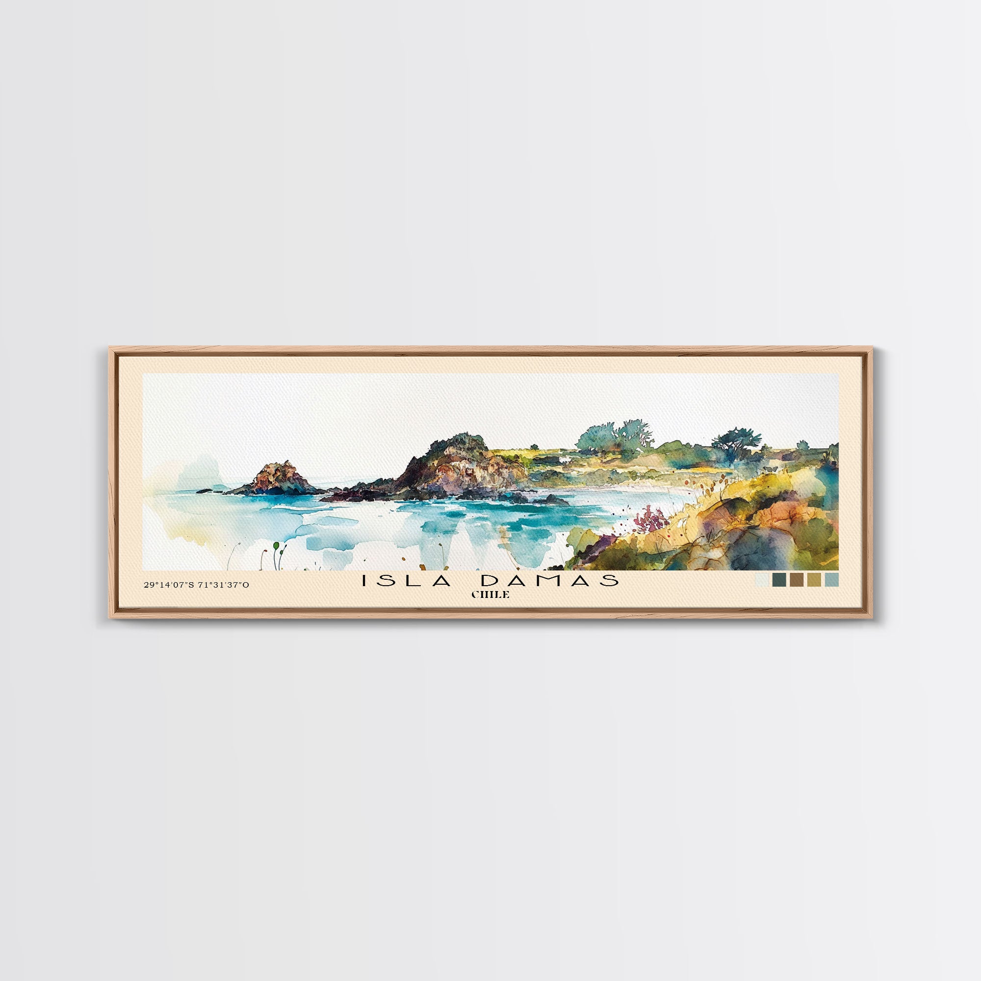Isla Damas, Chile Watercolor Beach Print, Vacation Gift, Chile Wall Ar