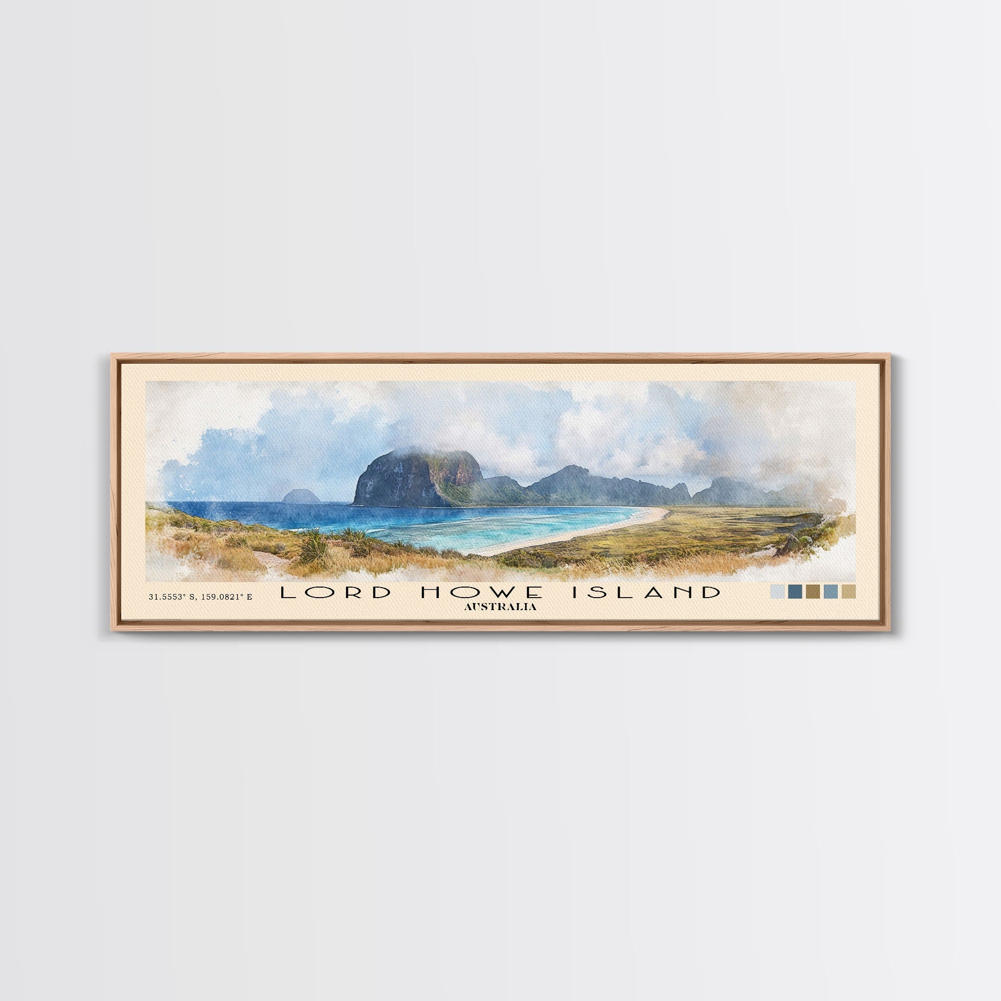 Lord Howe Island, Australia Watercolor Beach Print, Vacation Gift, Aus