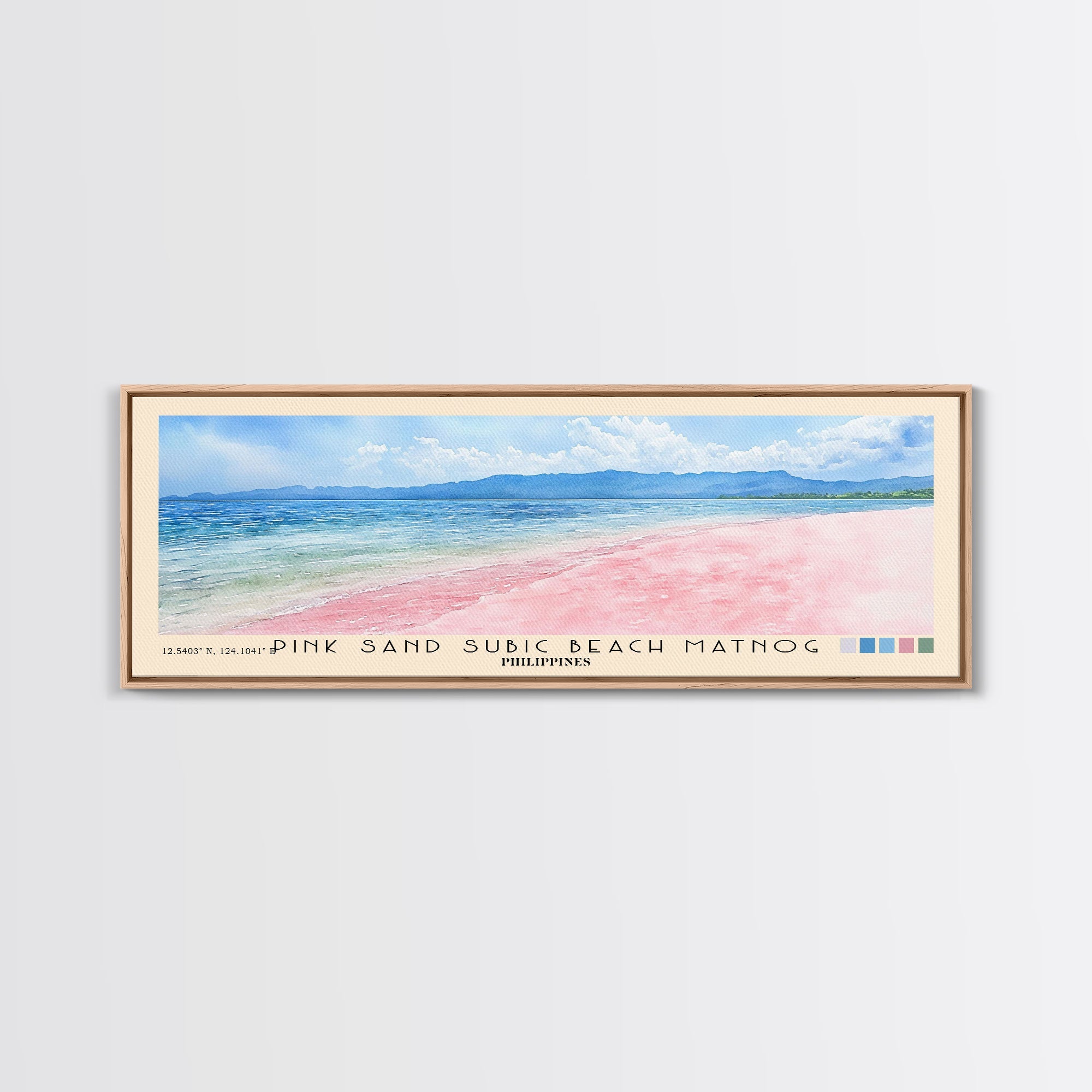 Pink sand Subic beach Matnog, Philippines Watercolor Print, Vacation G
