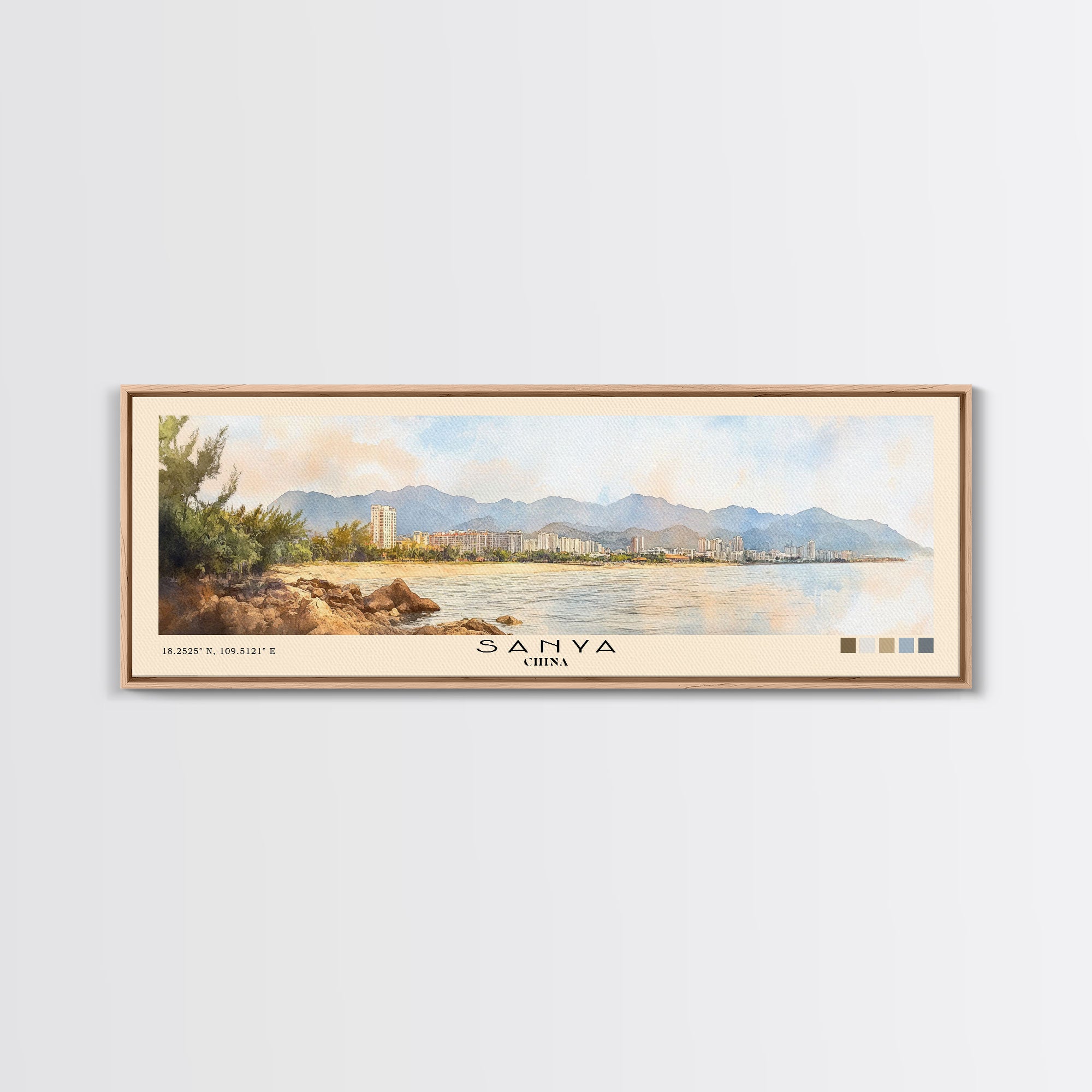Sanya, China Watercolor Print, Vacation Gift, China Wall Art, Beach Pa