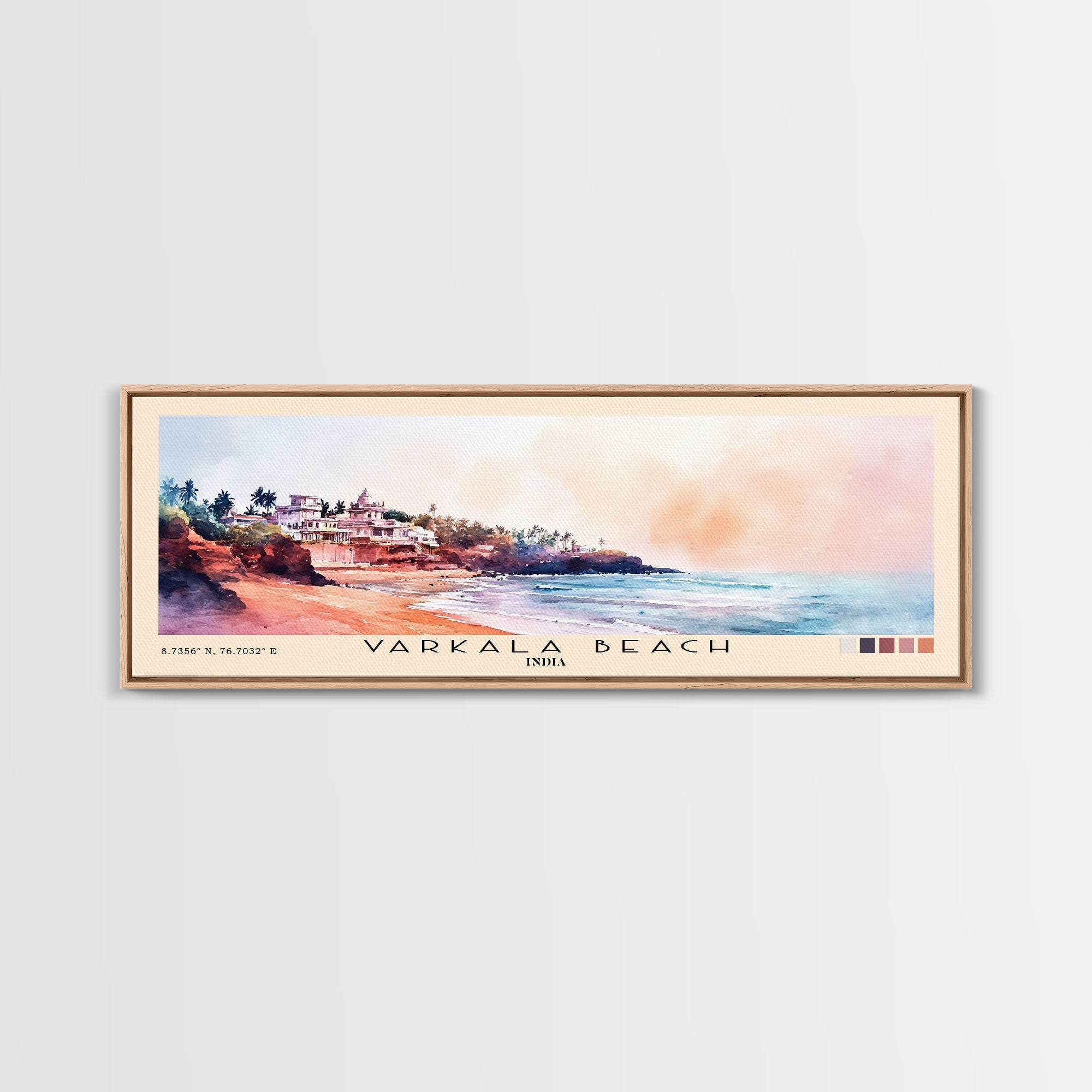 Varkala Beach, India Watercolor Print, Vacation Gift, India Wall Art,