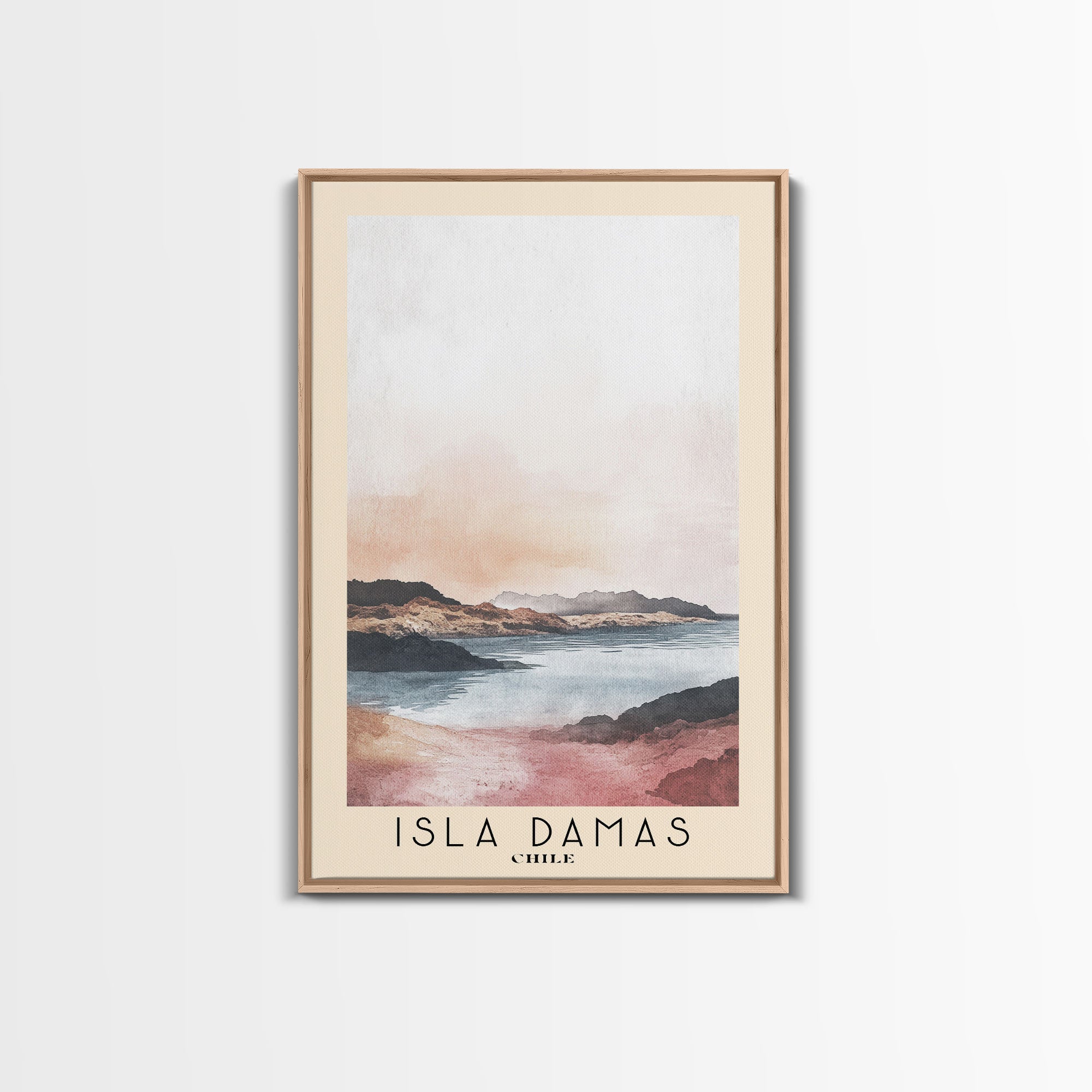 Isla Damas, Chile Watercolor Beach Print, Vacation Gift, Chile Wall Ar