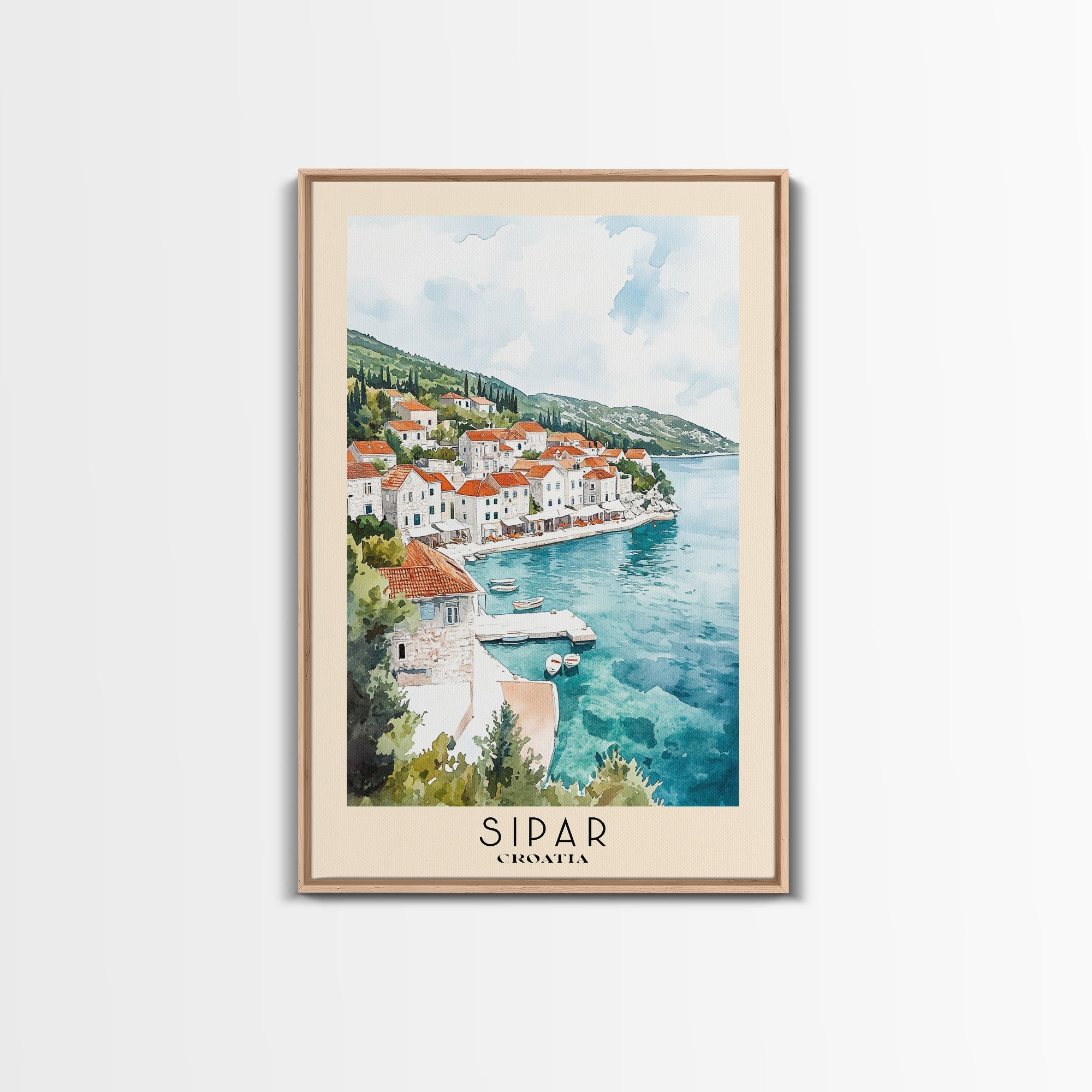 Sipar, Croatia Watercolor Print, Vacation Gift, Croatia Wall Art, Beac