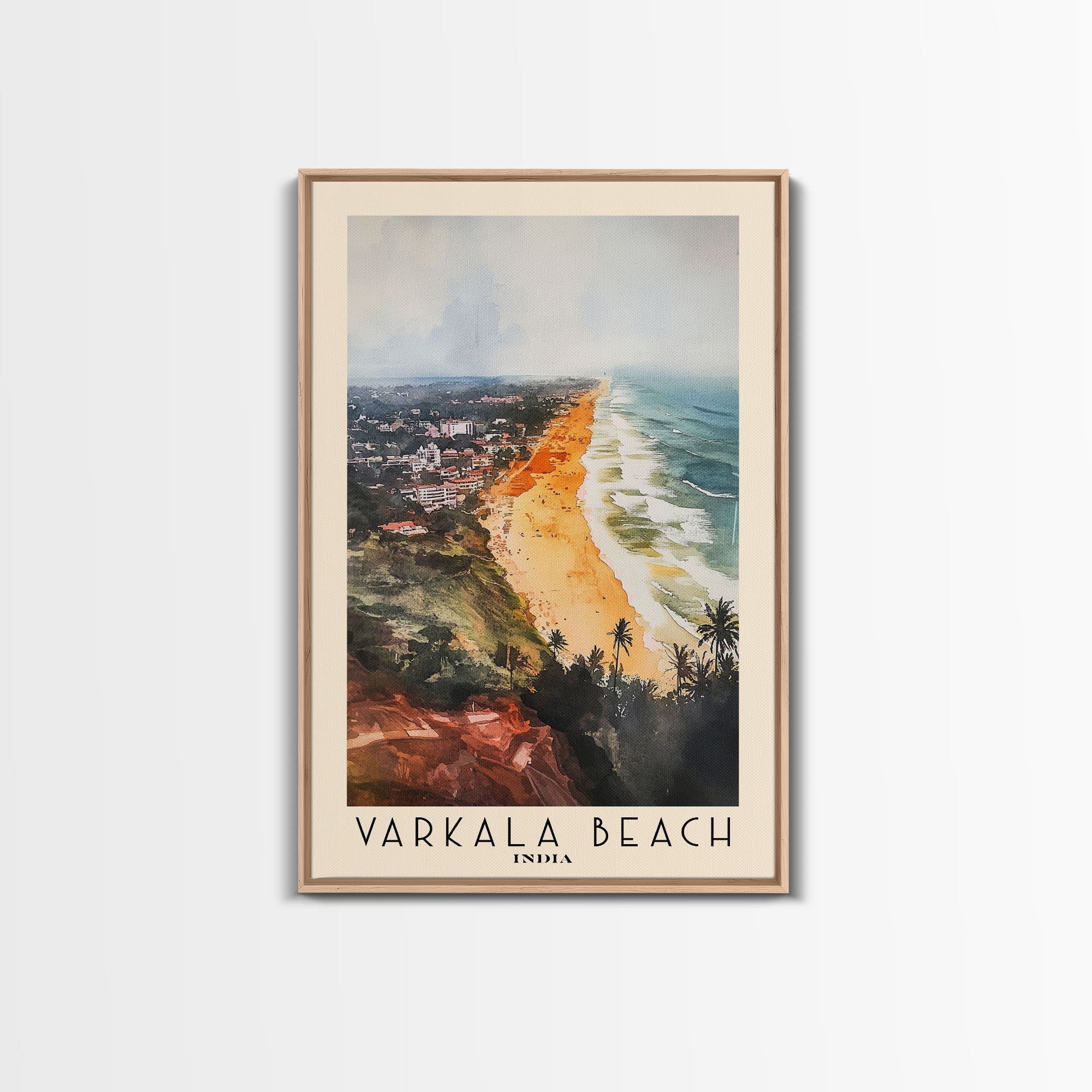 Varkala Beach, India Watercolor Print, Vacation Gift, India Wall Art,