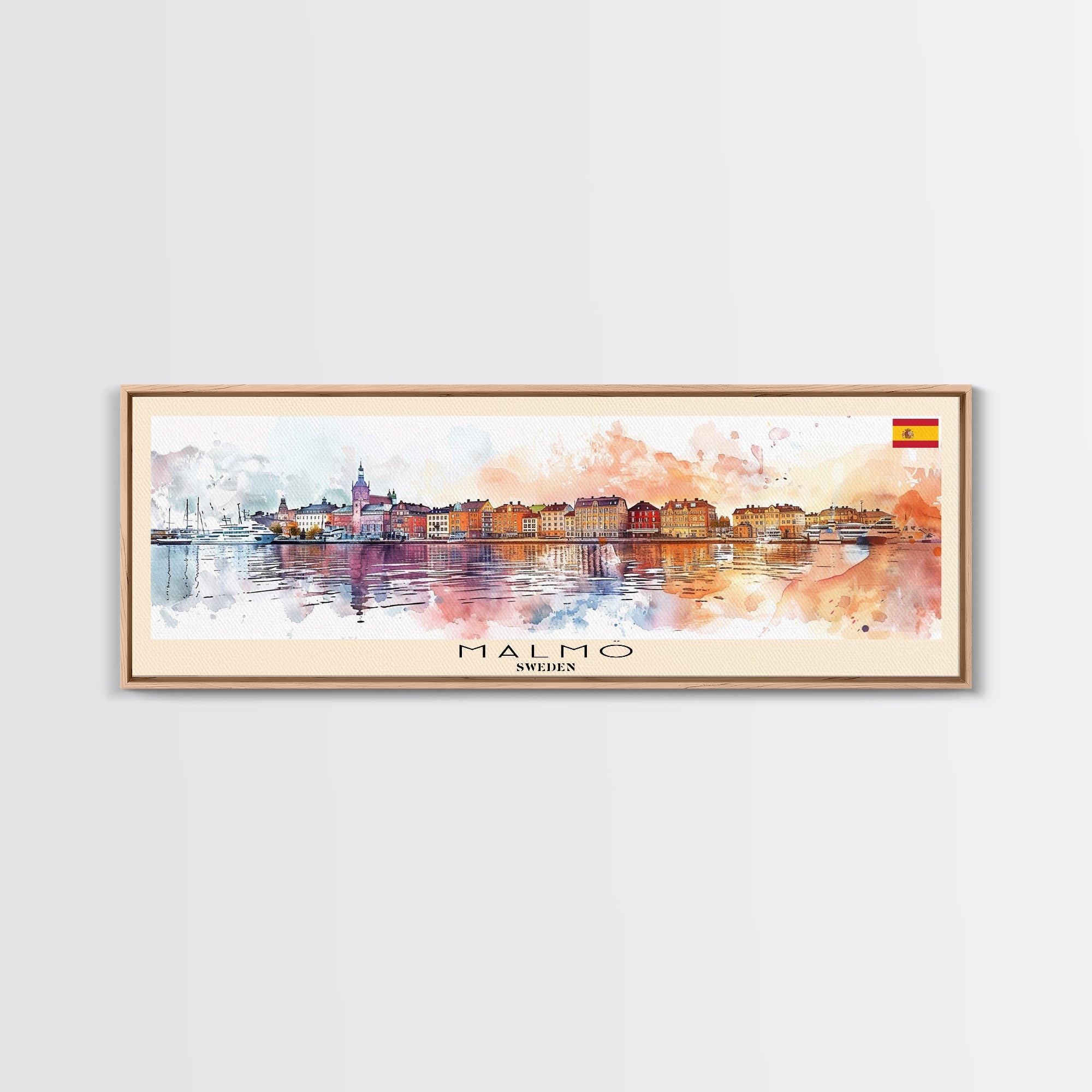 Malmo Sweden Travel Art, City Art, Framed Canvas Print or Metal Wall A