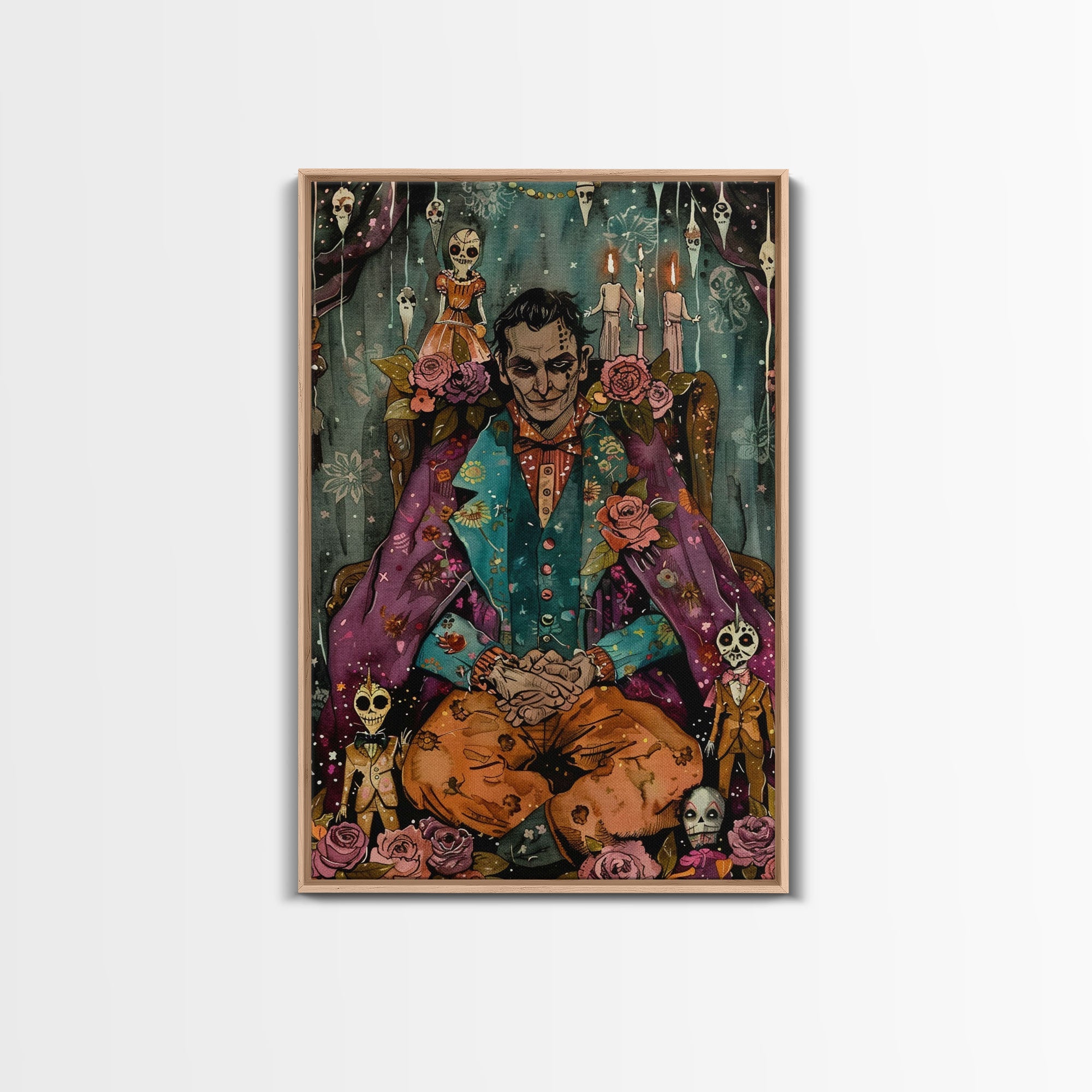 Macabre Doll Collector Framed Canvas Print | Halloween Art | Spooky Vi