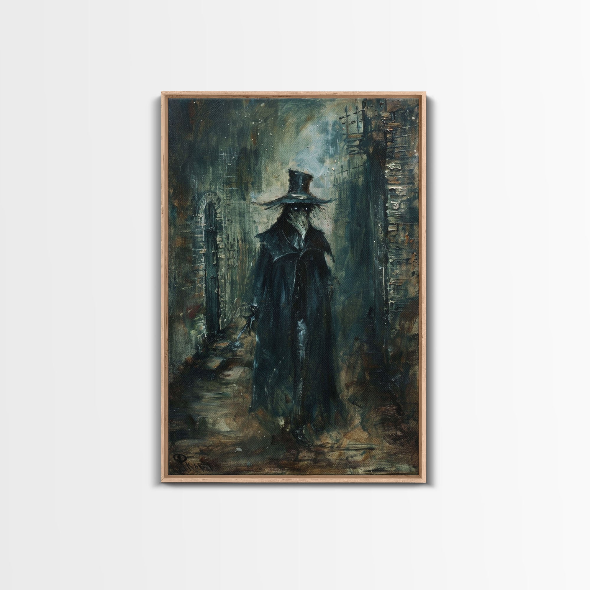 Ghostly Figure in Victorian Attire - Eerie Night Stalker Gothic Art Fr