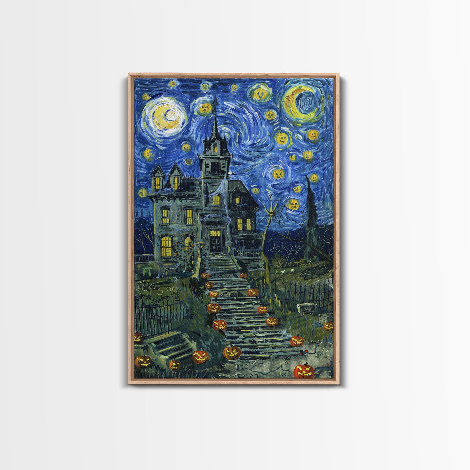 Starry Night Inspired Haunted Cemetary, Halloween Decor / Hallowen Wal